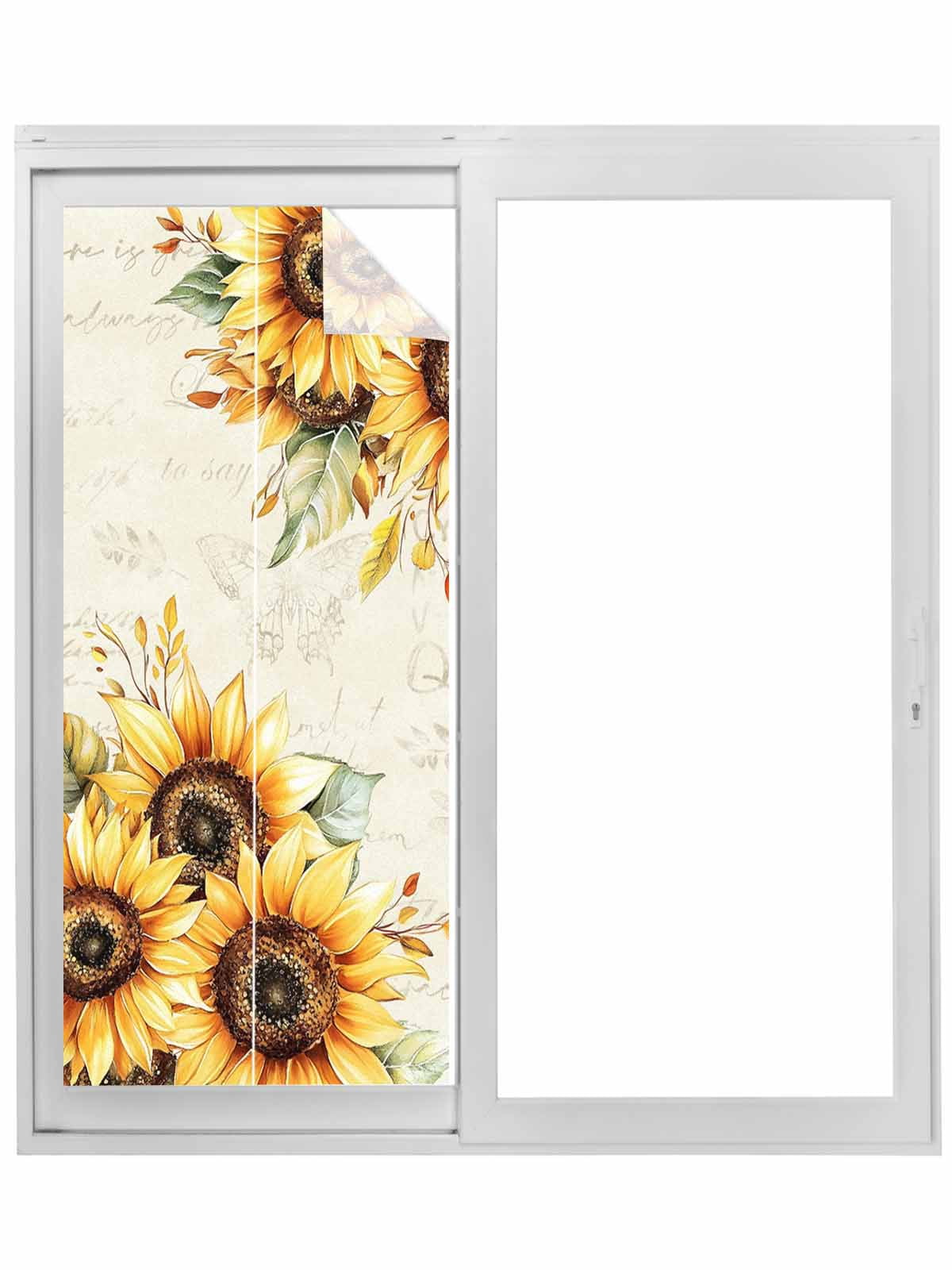 Sunflower Window Privacy Film, Yellow Spring Summer Floral Farmhouse ...