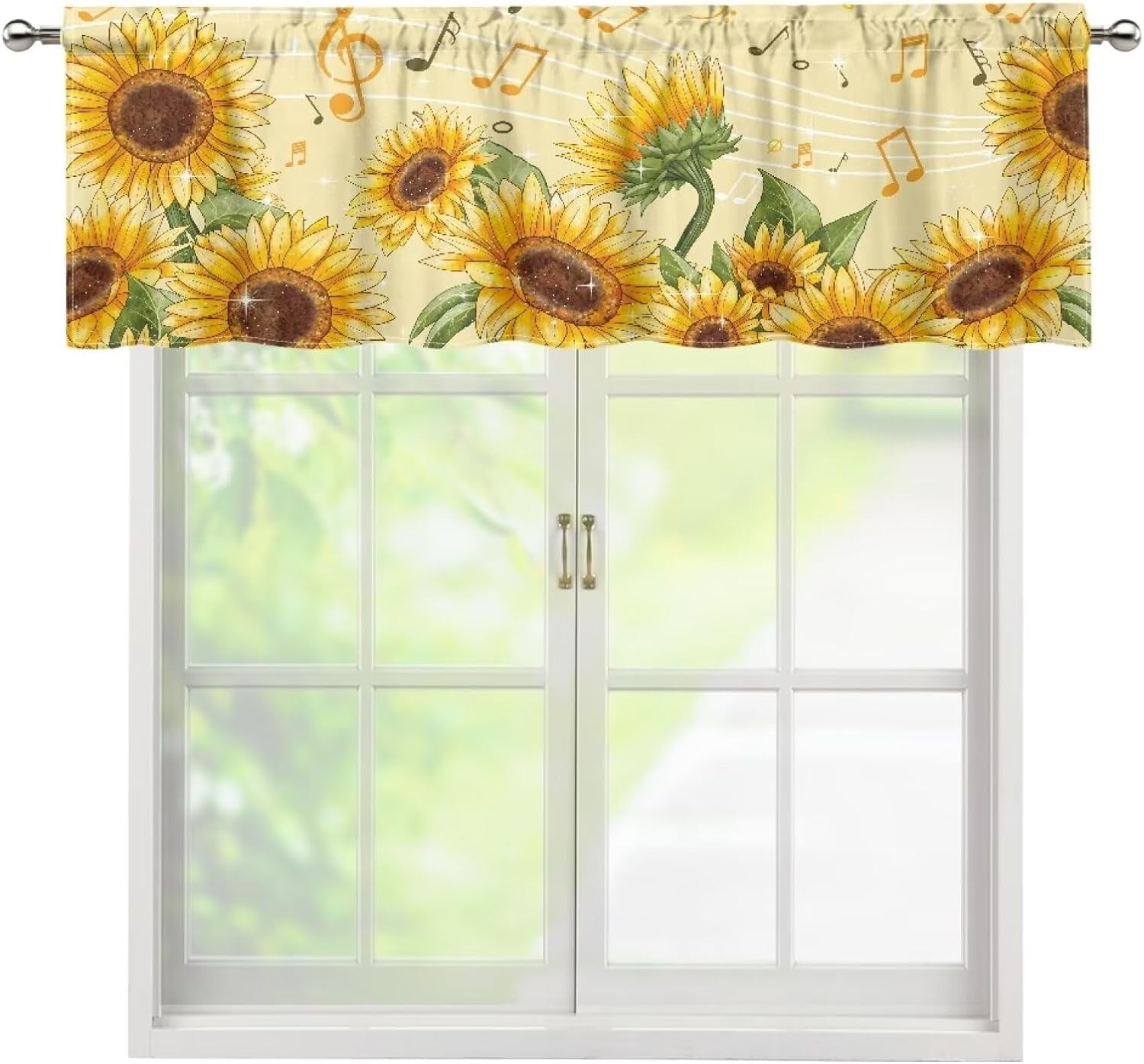 Sunflower Window Treatment Valances Short Rod Pocket Curtain Valance ...