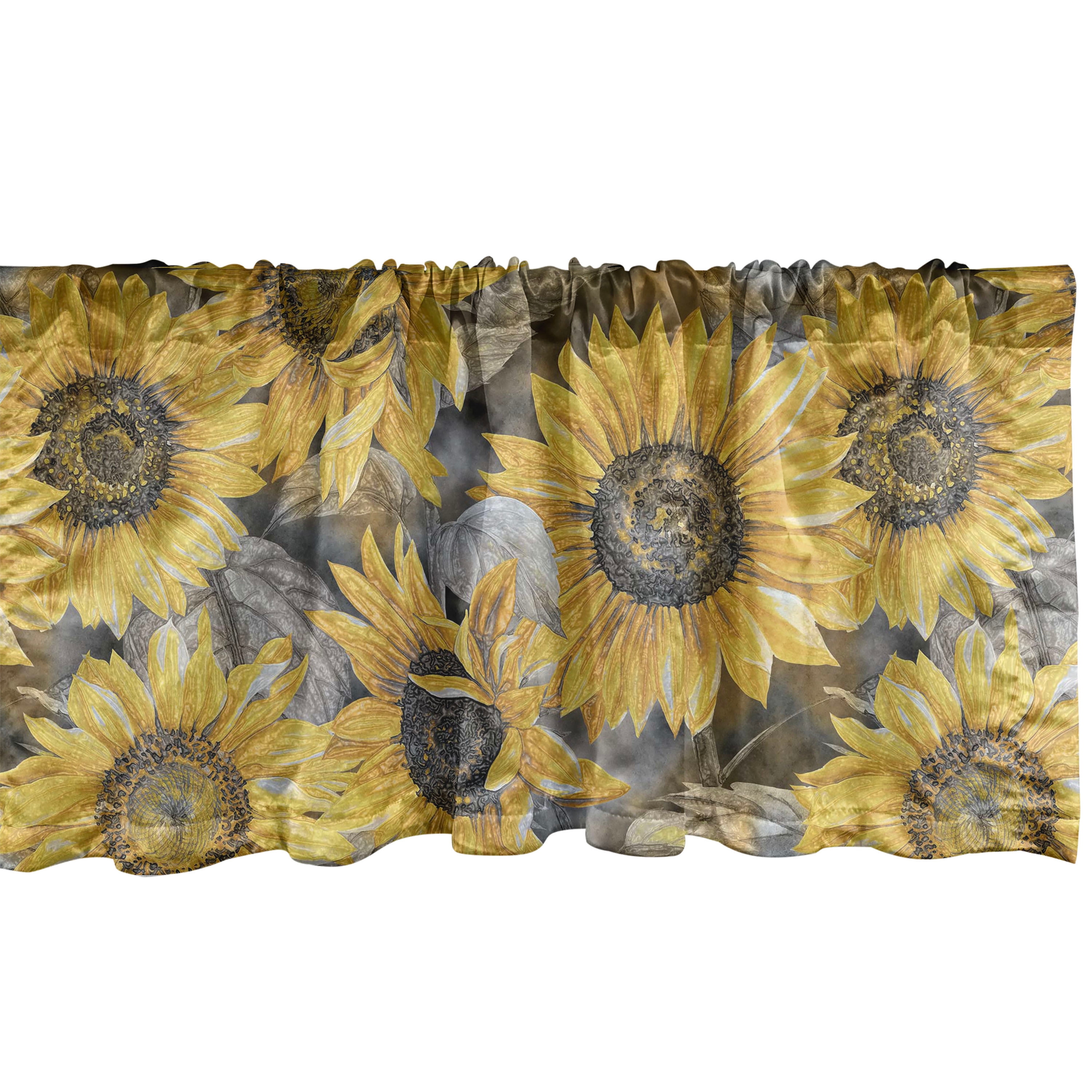 Sunflower Window Valance, Vintage Design Summer Flowers Botanical ...