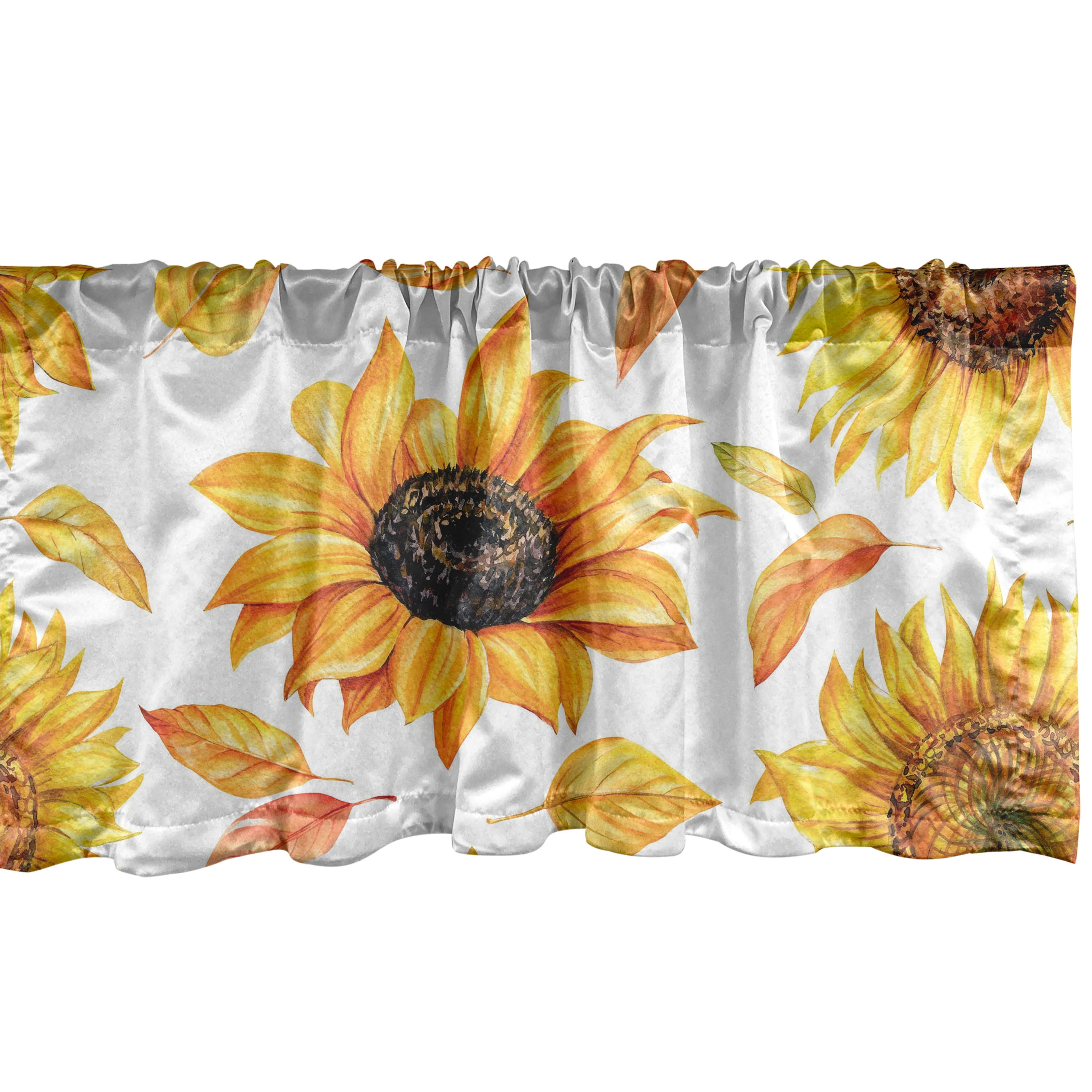 Sunflower Window Valance, Watercolor Style Vintage Design Fall Season ...