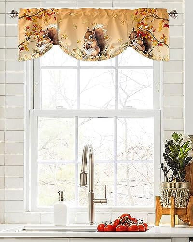 Sunflower Window Valances Rod Pocket Short Kitchen Curtain Panels Farm ...