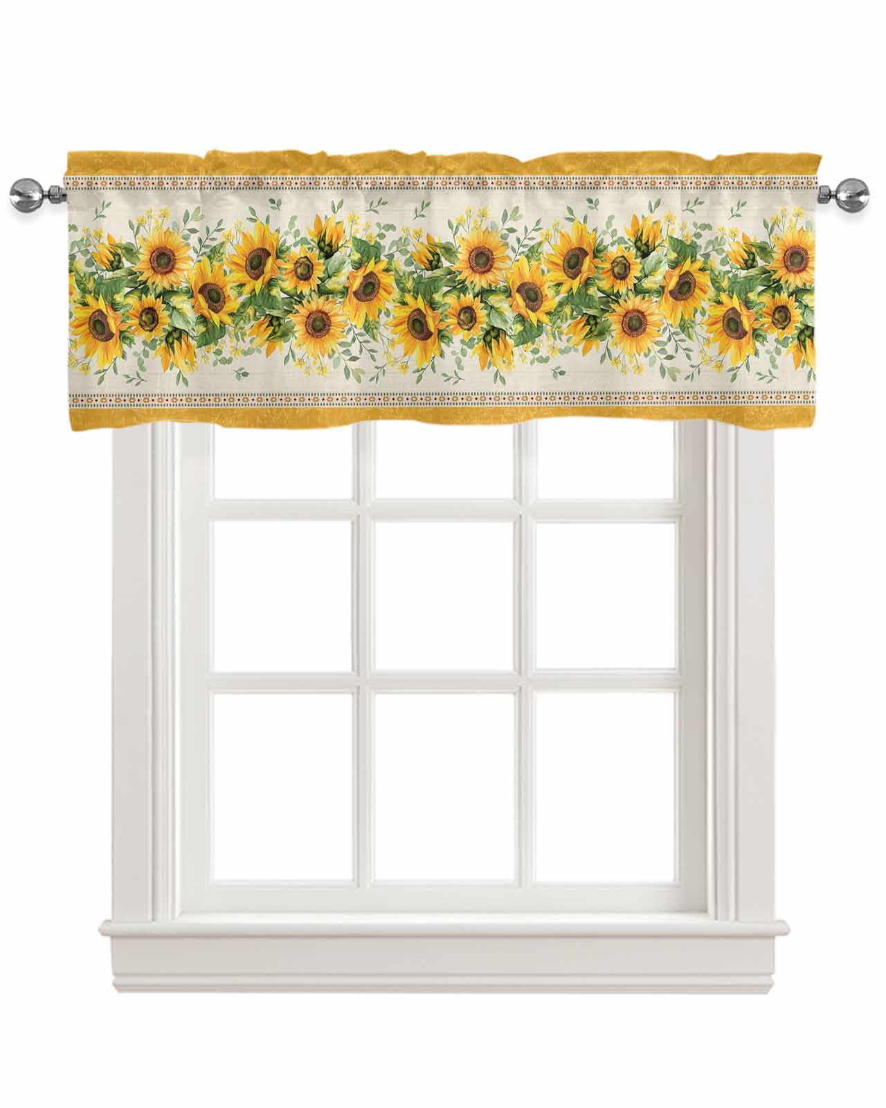 Sunflower Yellow Kitchen Valances for Windows Farmhouse Linen Window ...