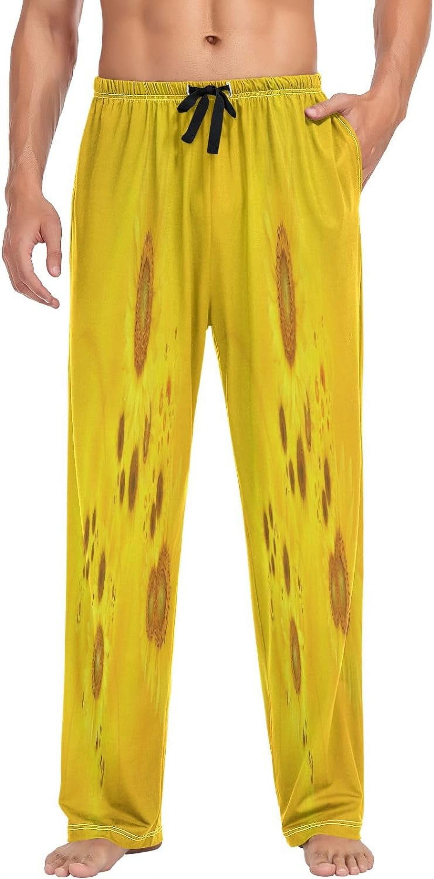 Sunflower Yellow Men's Pajama Pants Lightweight Sleepwear Bottom Lounge ...