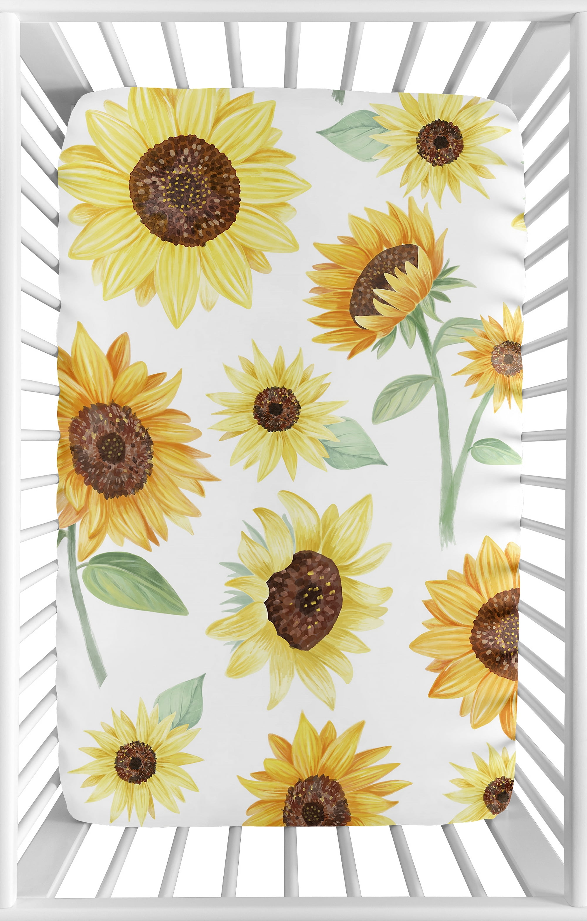 Sunflower Yellow Mini Fitted Crib Sheet by Sweet Jojo Designs - Walmart ...