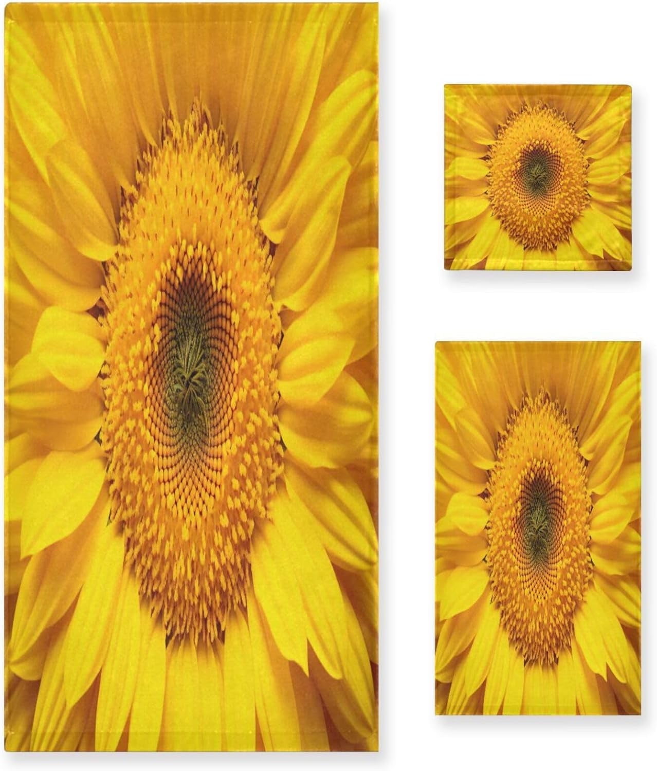 Sunflower Yellow Towels 3 Pack Bath Towels for Bathroom Set Soft Cotton ...