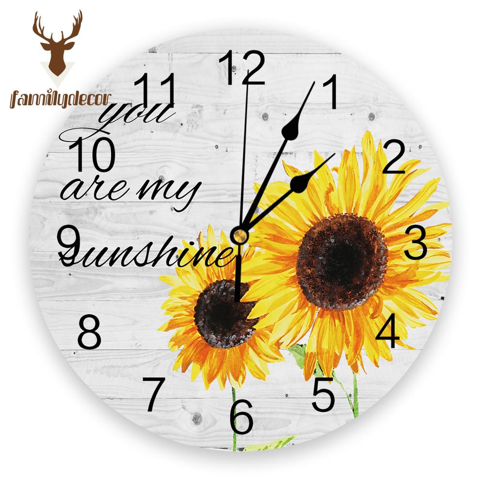Sunflower You Are My Sunshine Printed PVC Wall Clock Modern Design Home ...