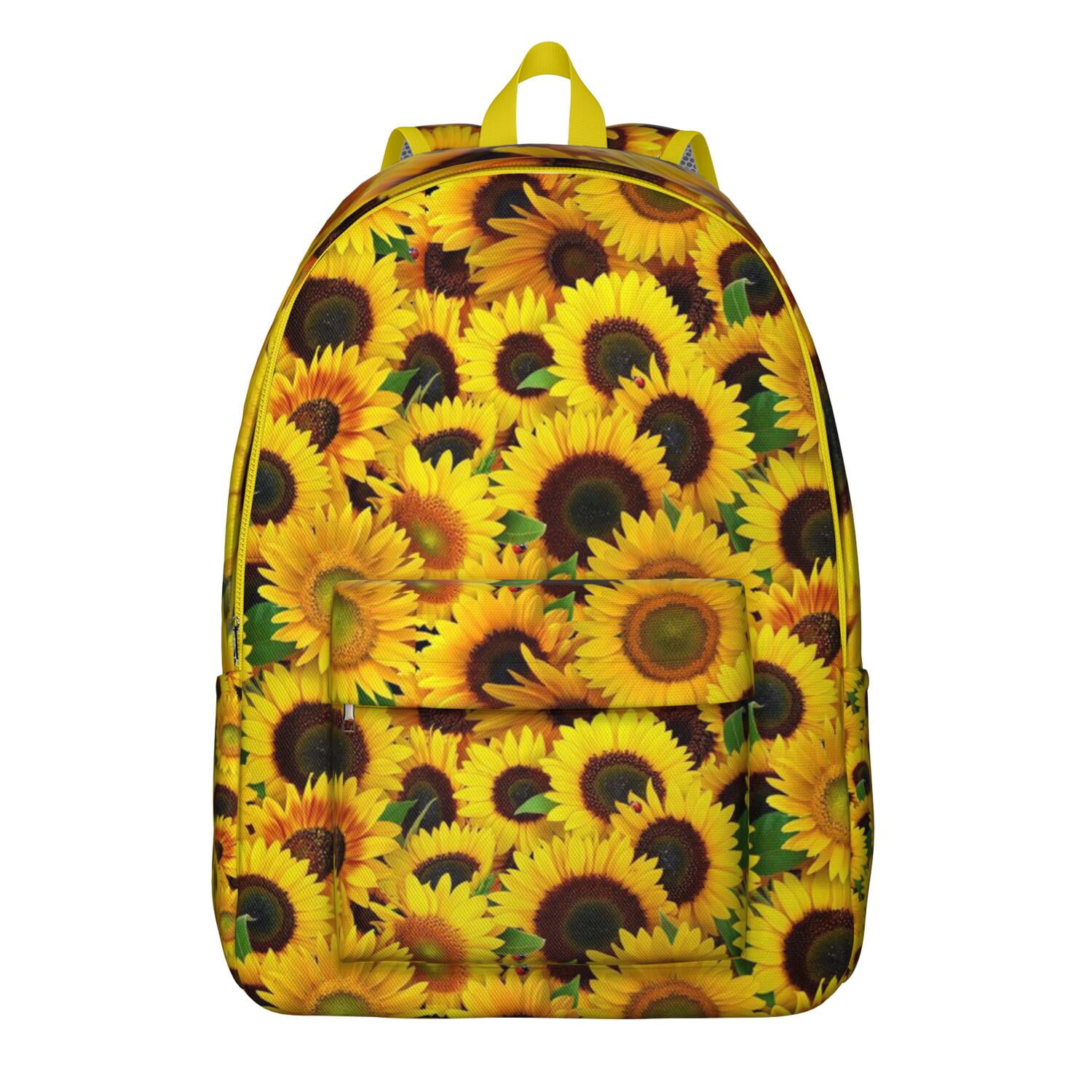 Sunflower and Bee Backpack - Waterproof Floral School Bag, Retro ...