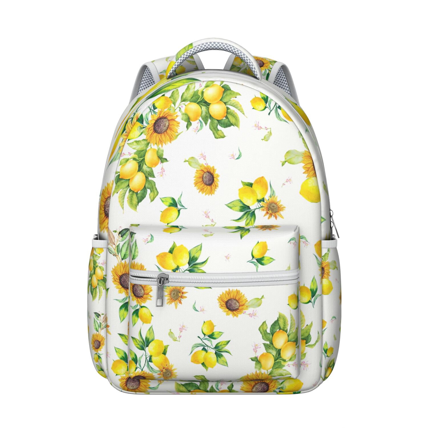 Sunflower and Bee Illustration Students’s Backpack Adjustable Strap ...