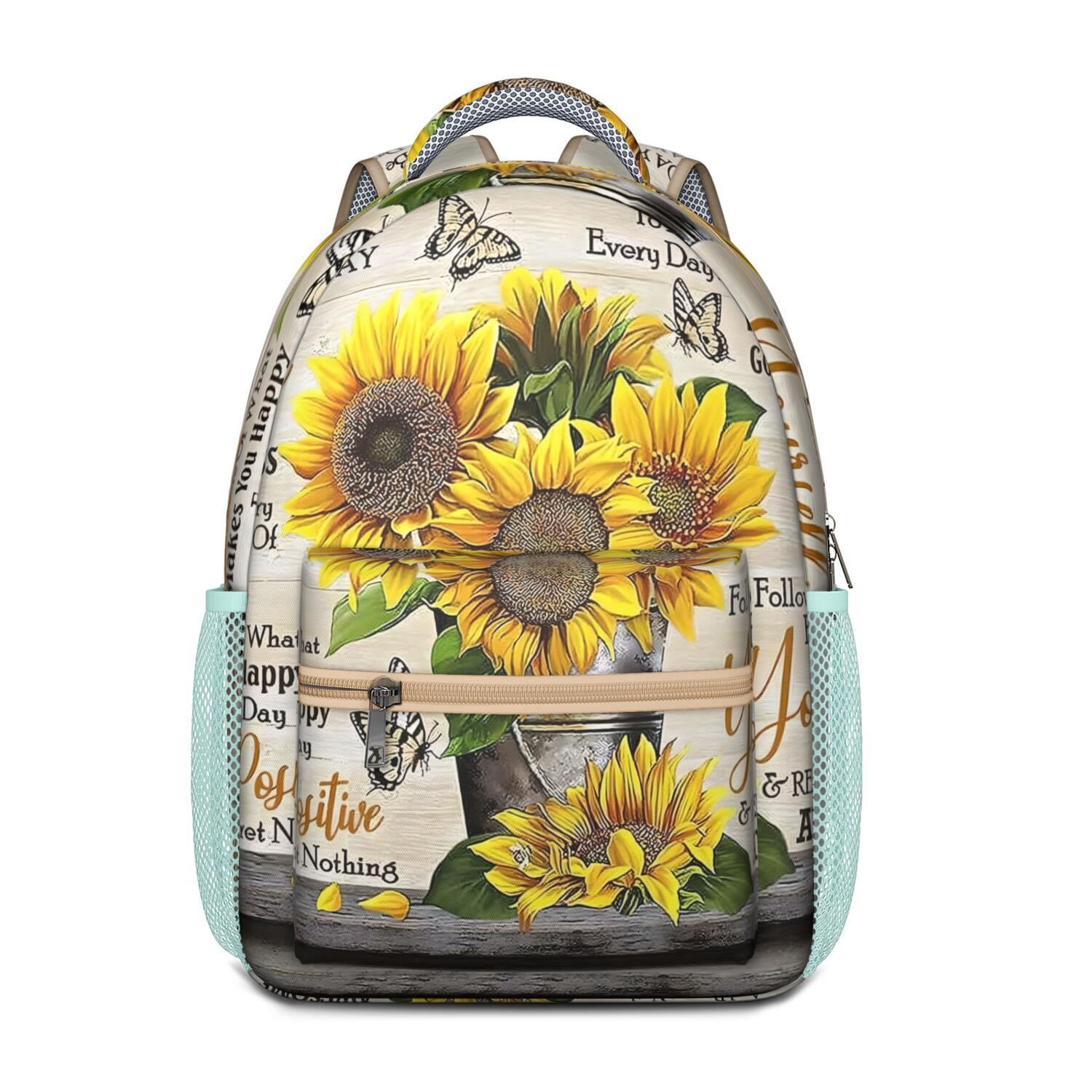 Sunflower and Butterfly Boho Backpack - Waterproof & Ergonomic with ...