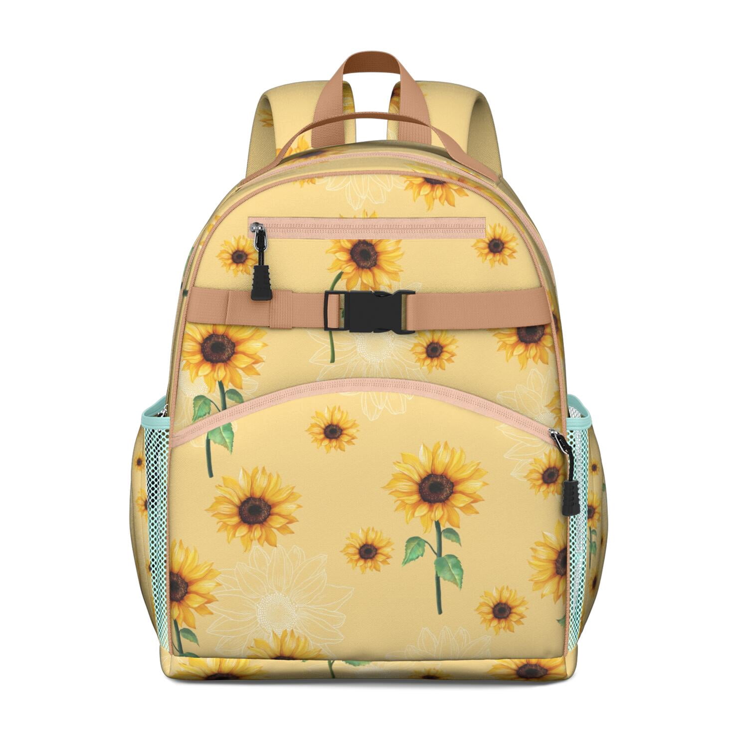 Sunflower and Butterfly Design Backpack - Ergonomic School Bag with ...