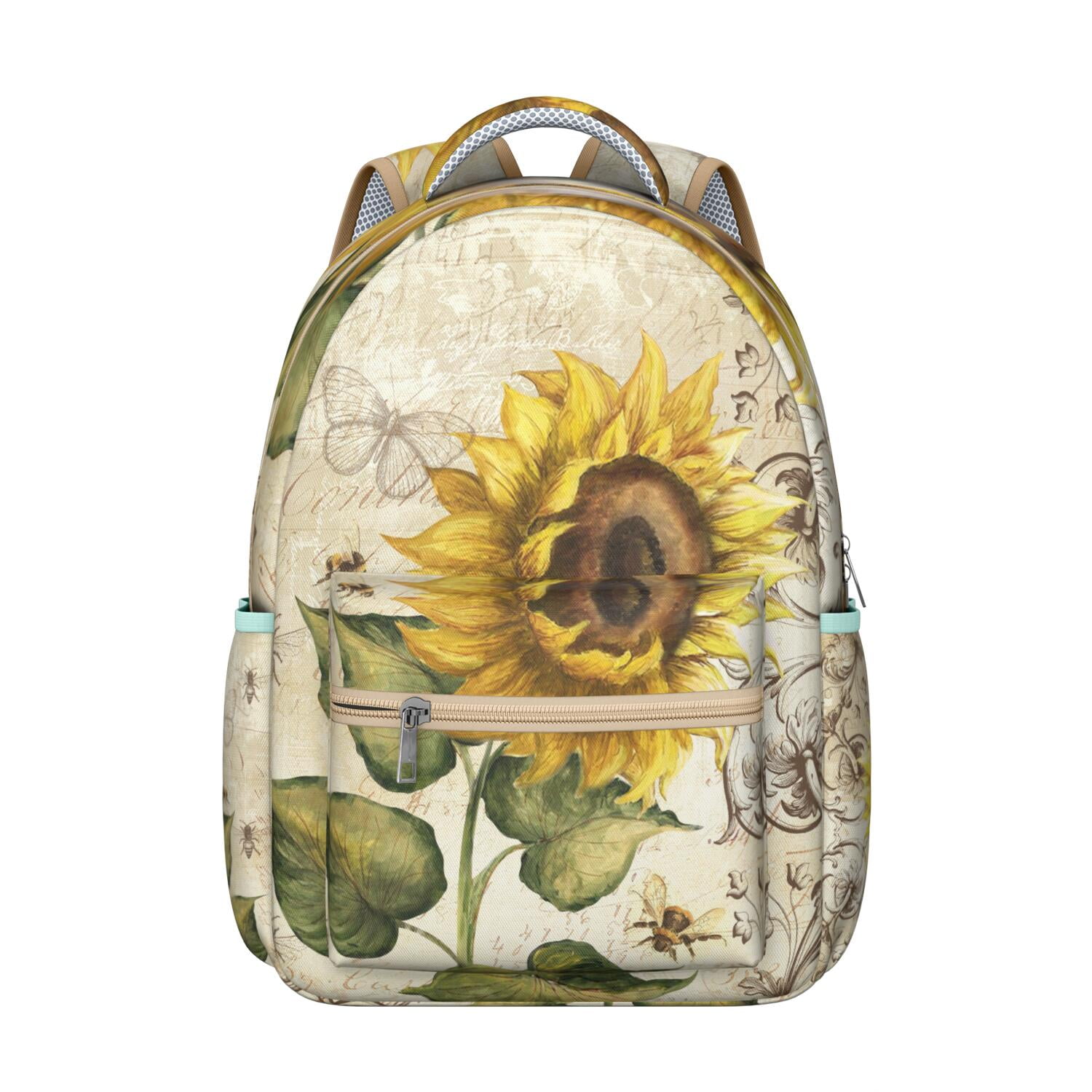 Sunflower and Butterfly Design School Backpack for Students Durable and ...