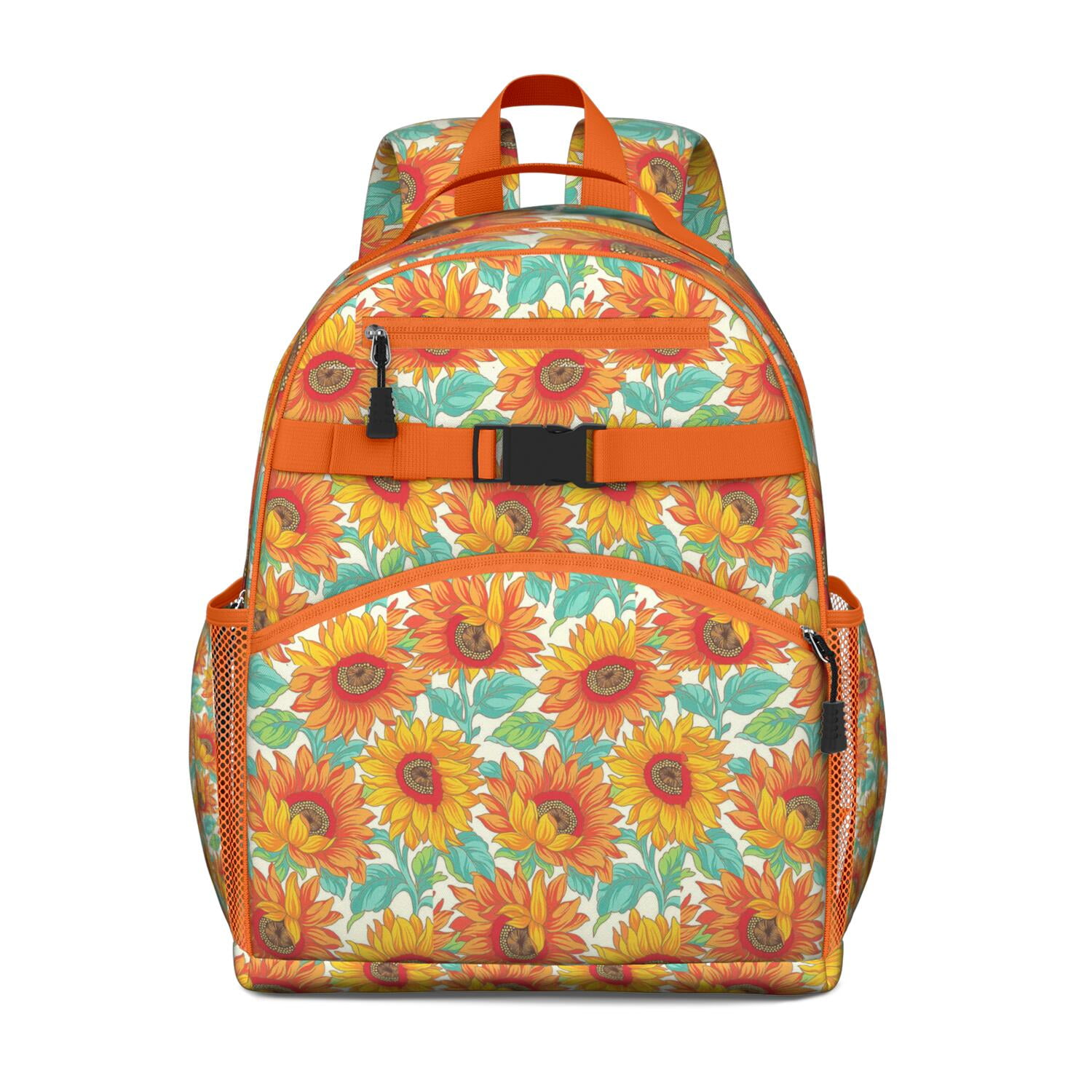 Sunflower and Truck Design Backpack - Breathable Back Panel for Comfort ...
