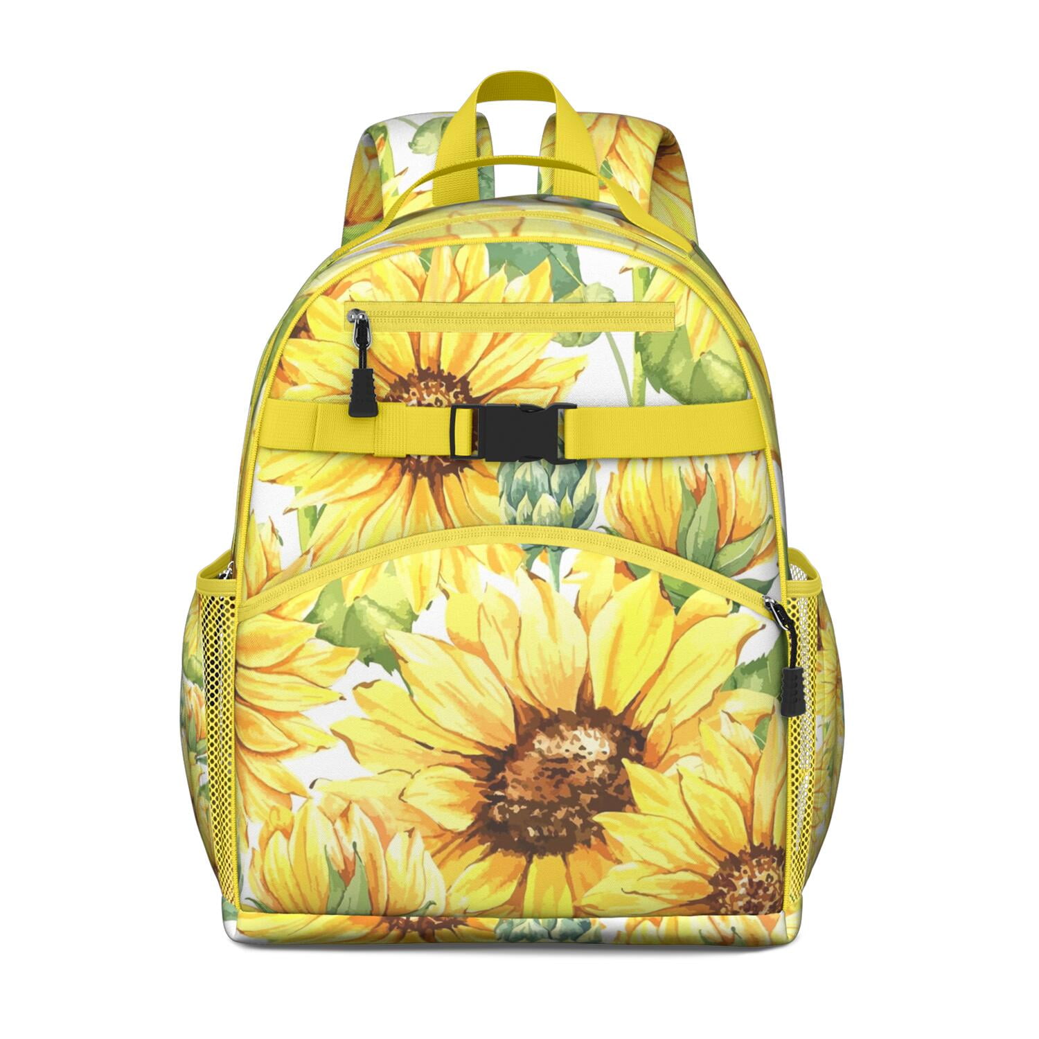 Sunflower and Truck Design Backpack - Breathable Back Panel for Comfort ...