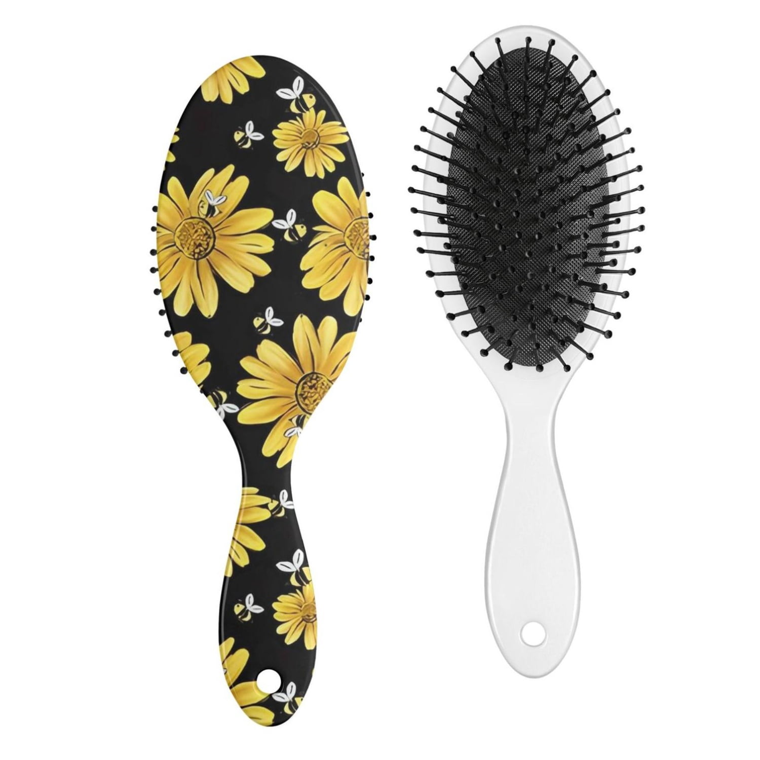 Sunflower and Truck Design Hair Brush, Boho Vintage Style Detangling ...