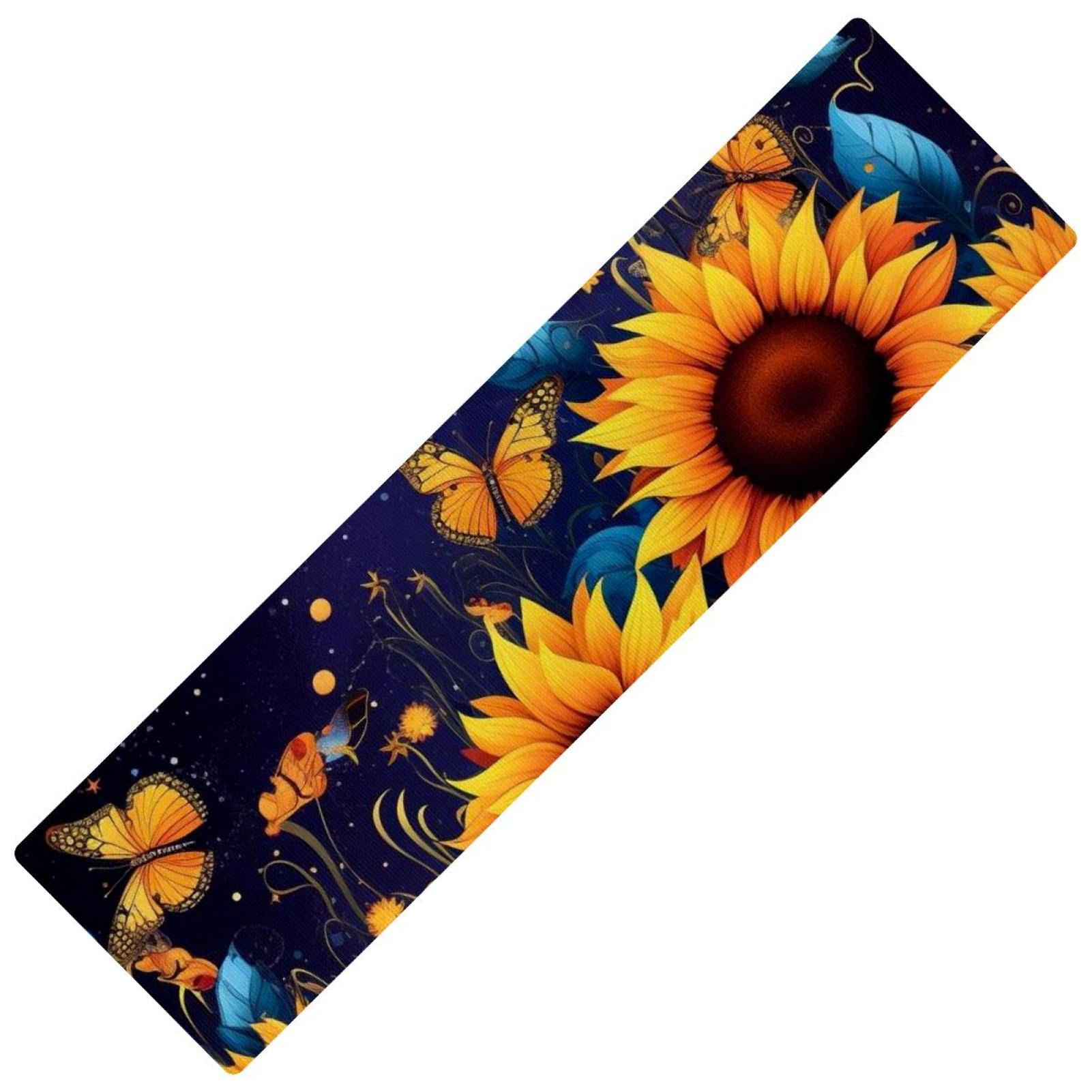 Sunflower butterfly Rubber Mat Kitchen Rug Runner Rugs - Rectangular ...