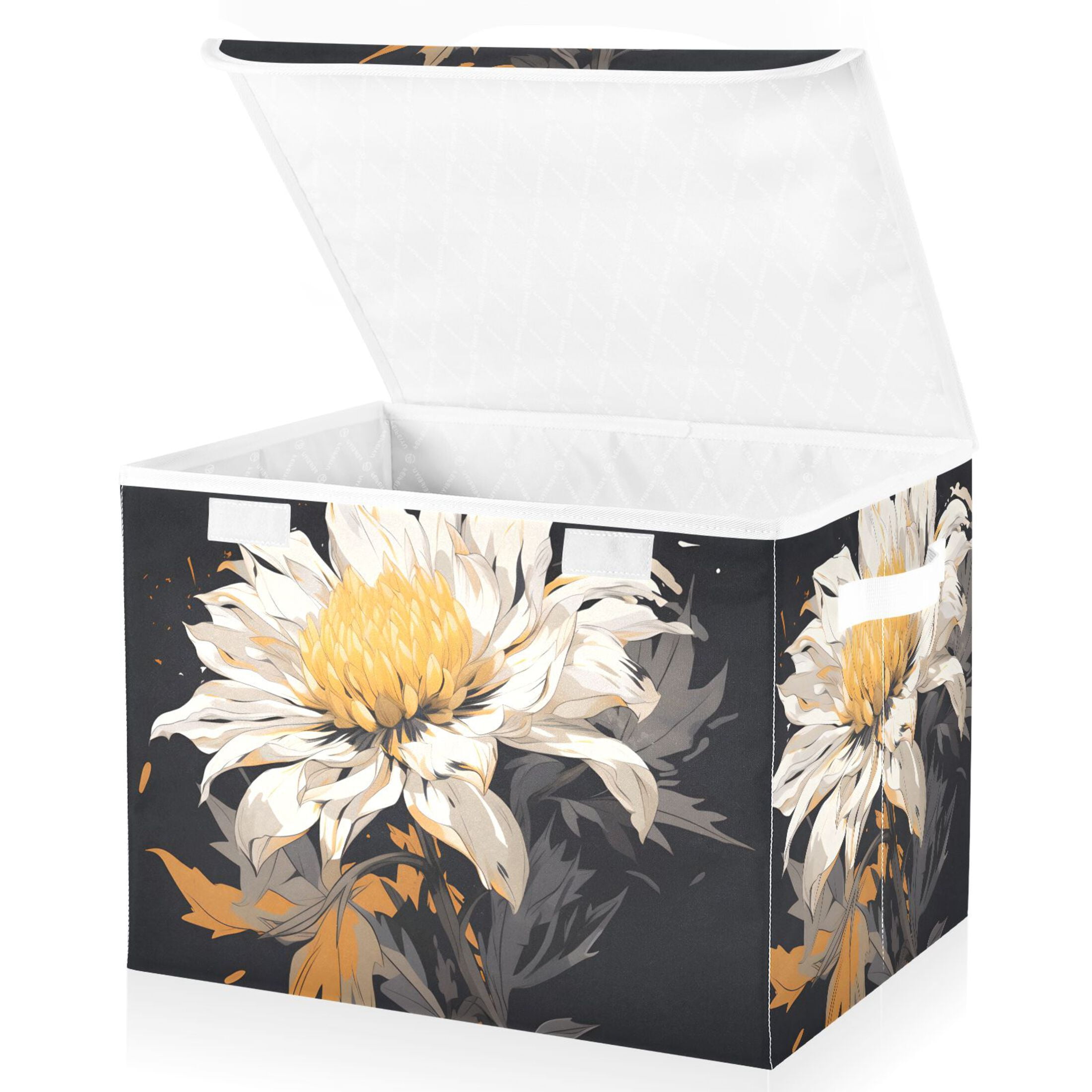 Sunflower in Black Large Lidded Bin Foldable Storage Baskets Boxes ...