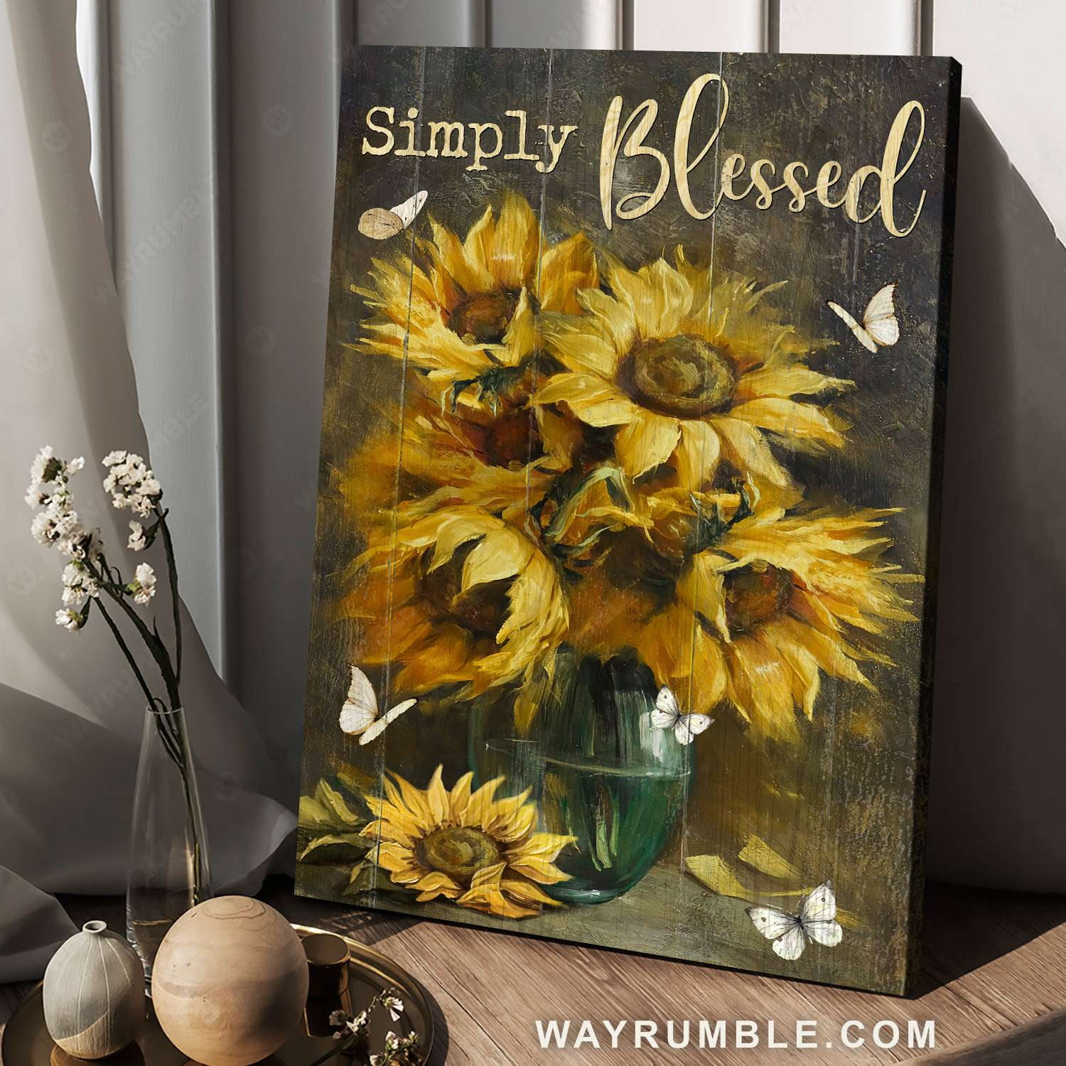 Sunflower painting, White butterfly, Simply blessed - Jesus Portrait ...