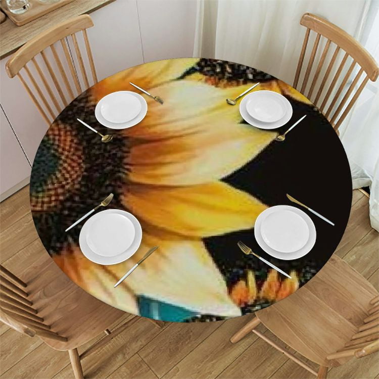 Sunflower The round tablecloth is stain-resistant and washable. Ideal ...