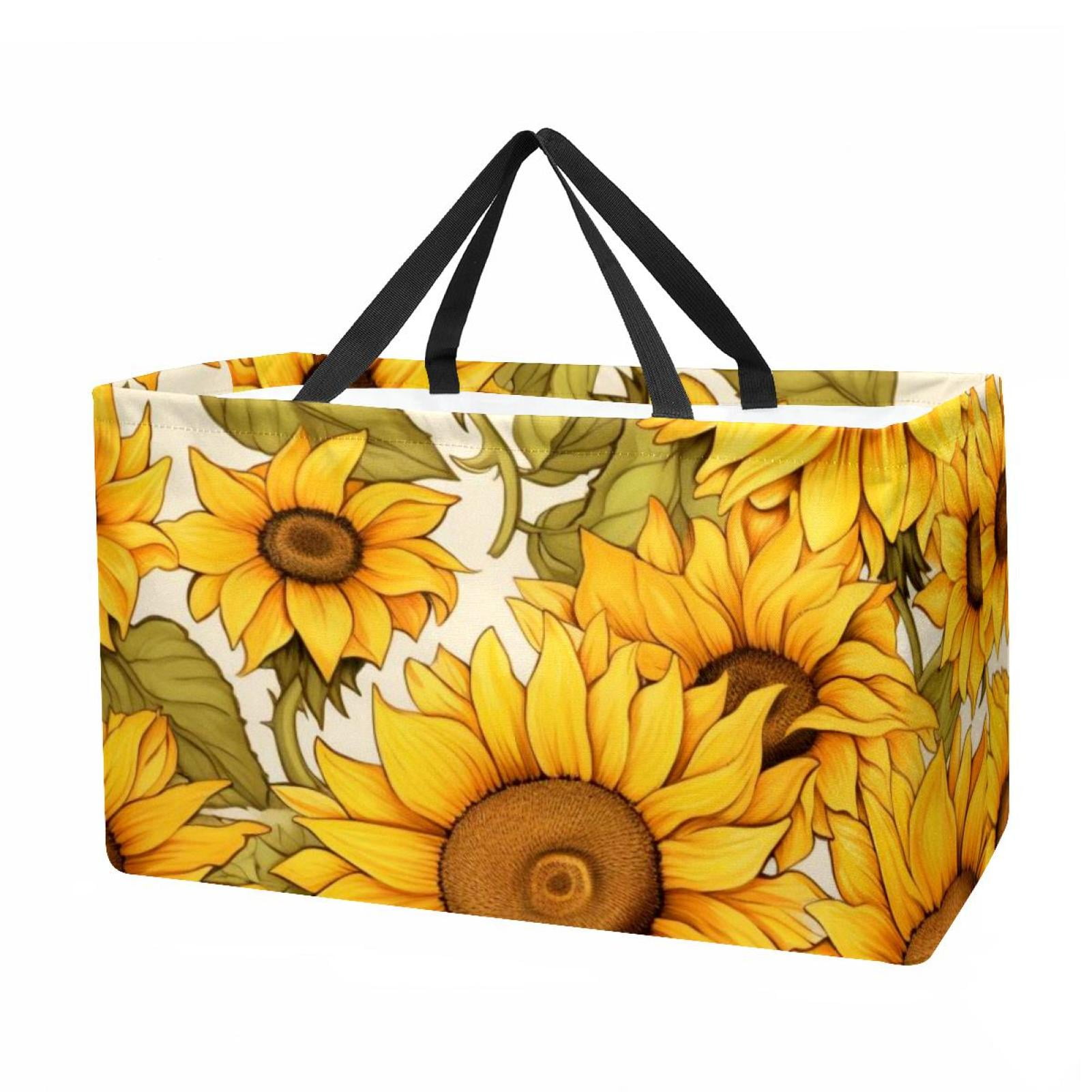 Sunflower seamless printing Collapsible Oxford Cloth Tote Bag: Reusable ...
