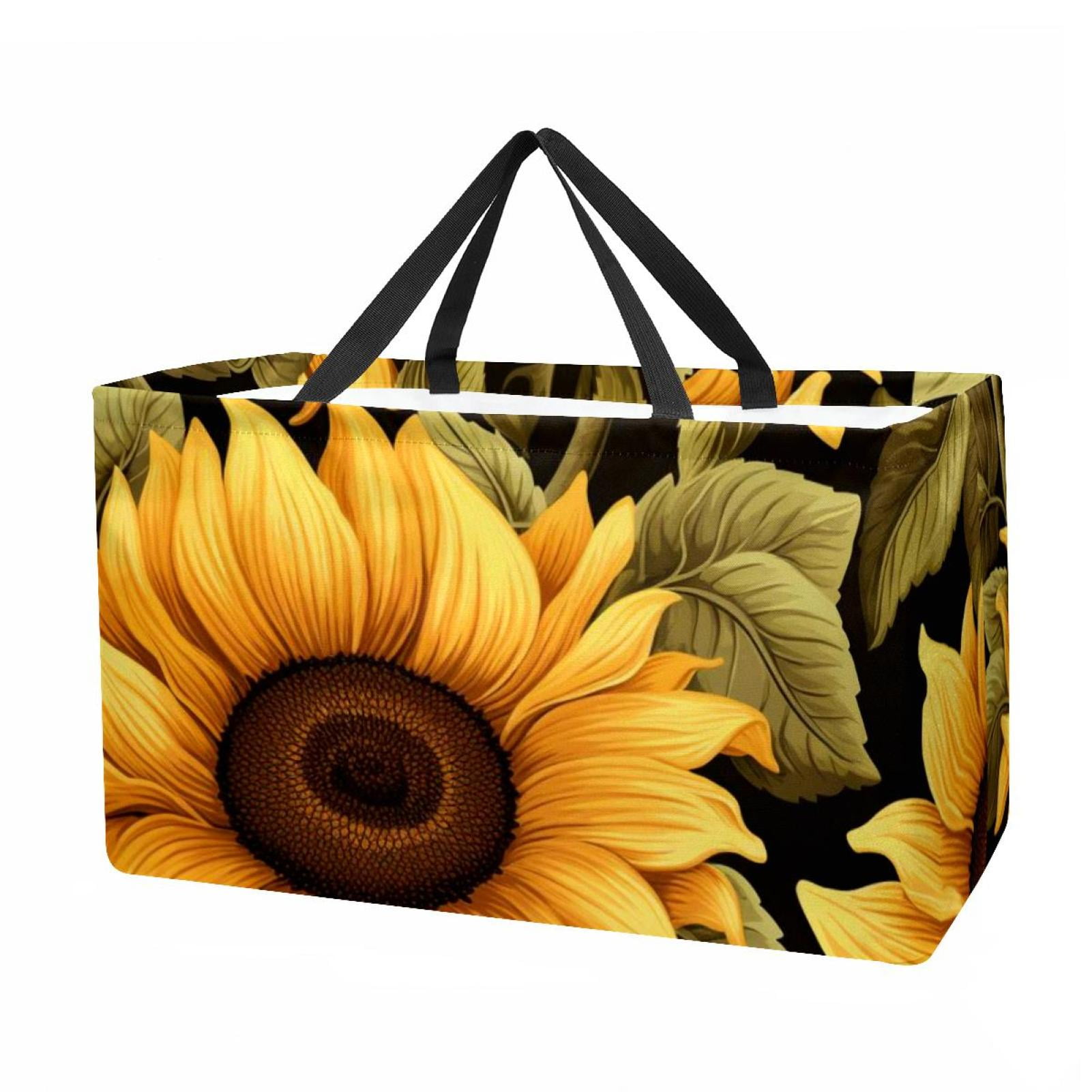 Sunflower seamless printing Large Capacity Reusable Foldable Oxford ...