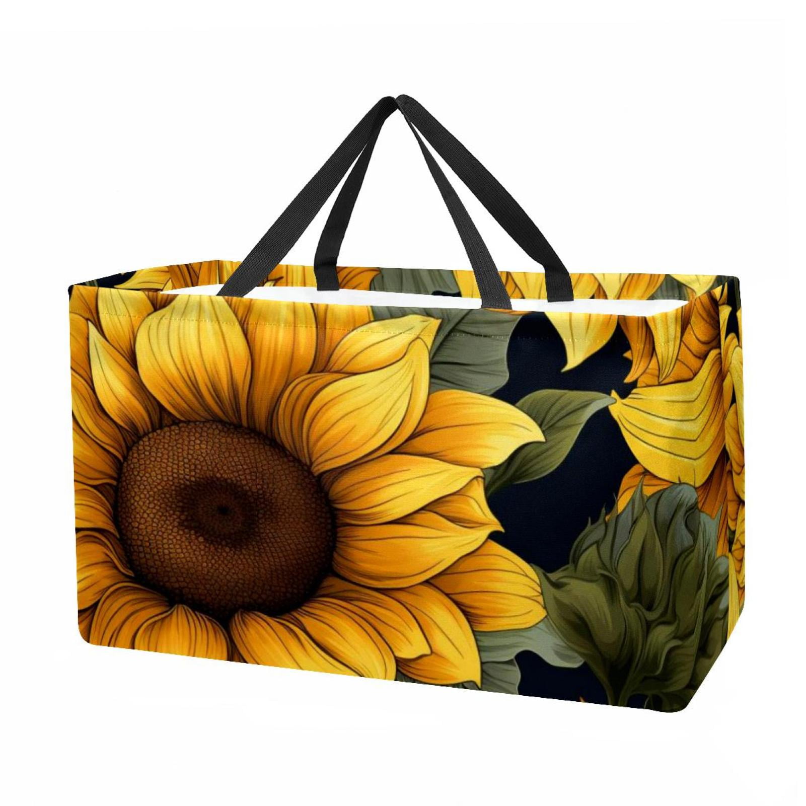 Sunflower seamless printing Large Capacity Reusable Foldable Oxford ...