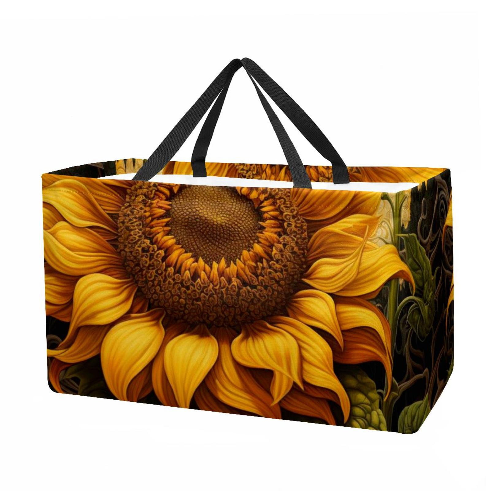 Sunflower seamless printing Large Foldable Oxford Cloth Beach Bag ...