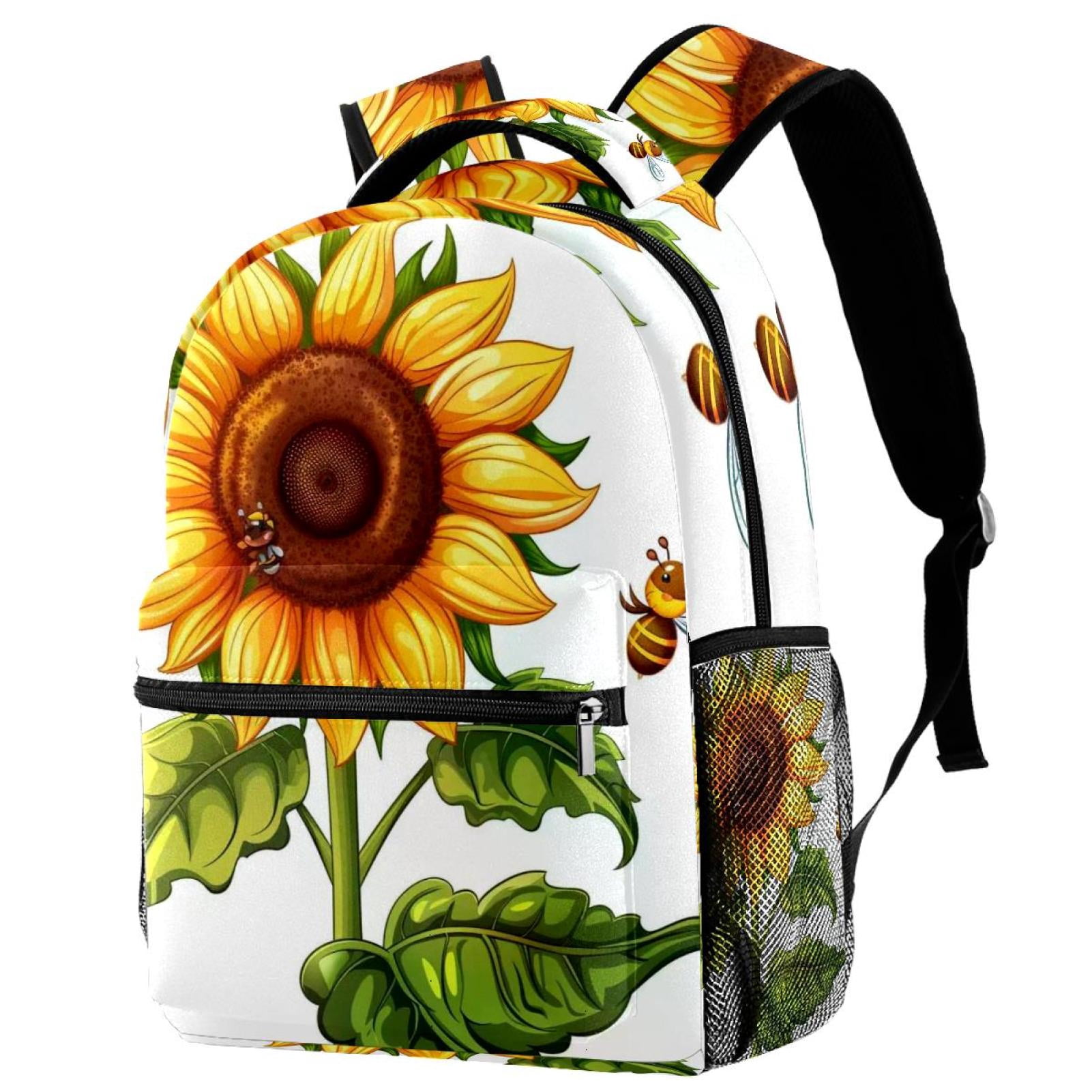 Sunflower with Bee Casual Backpacks Lightweight Premium Backpack with 1 ...