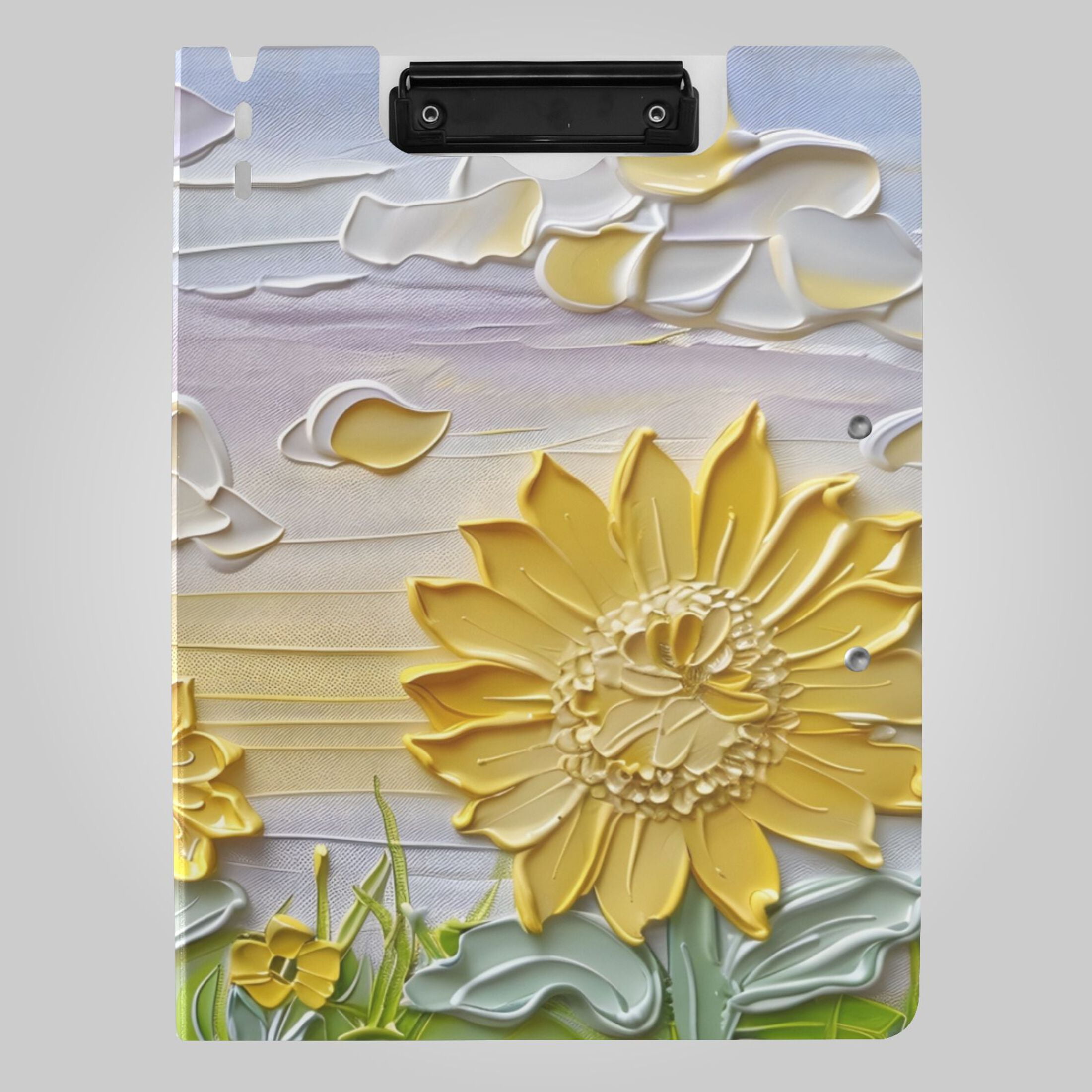 Sunflowers 3d Embossed Oil Painting Foldable Binder Folder Clipboard ...