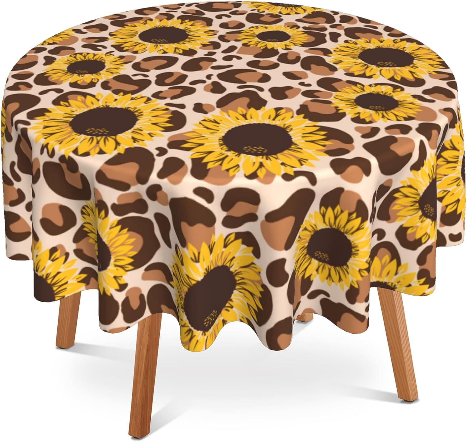 Sunflowers 60 Inch Round Tablecloth,Leopard Print Table Cloth ...