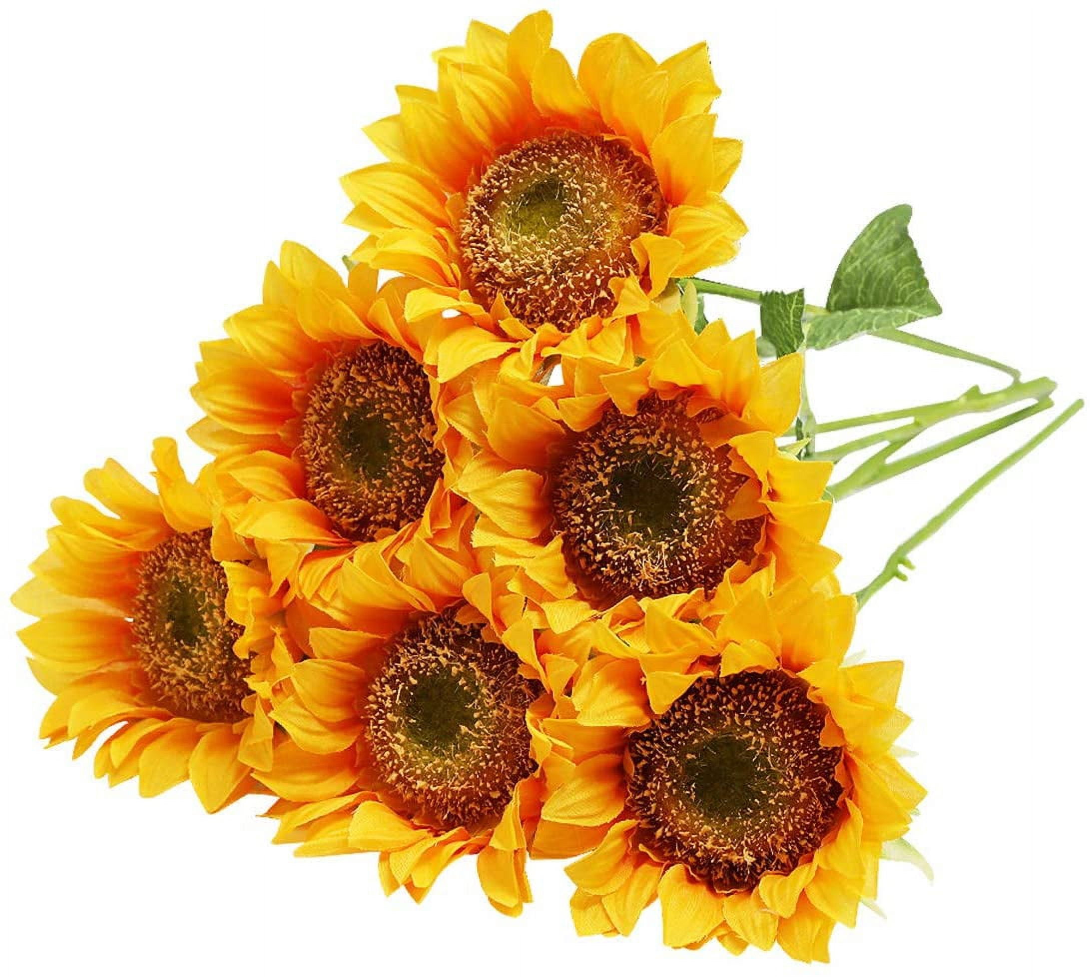 Sunflowers Artificial Flowers 6PCS Long Stem Silk Fall Flowers ...