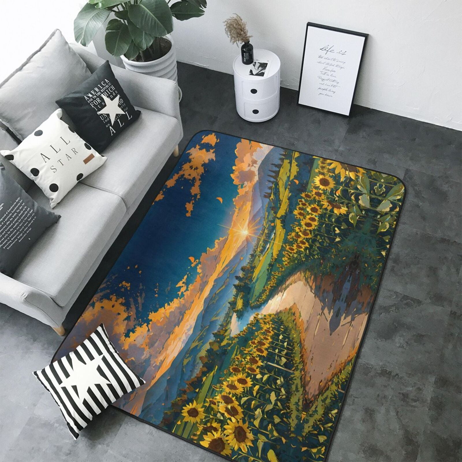 Sunflowers At Sunset Area Rugs for Living Room Bedroom, 5x7 Soft Throw ...
