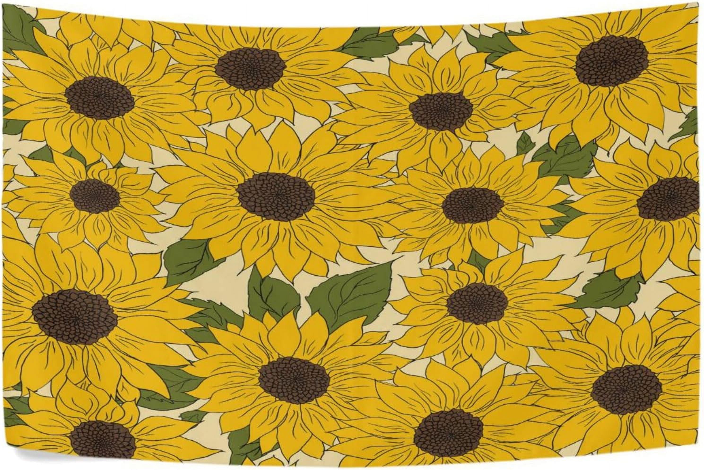 Sunflowers Background Tapestry Aesthetic Tapestry Wall Hanging 90" x 60 ...