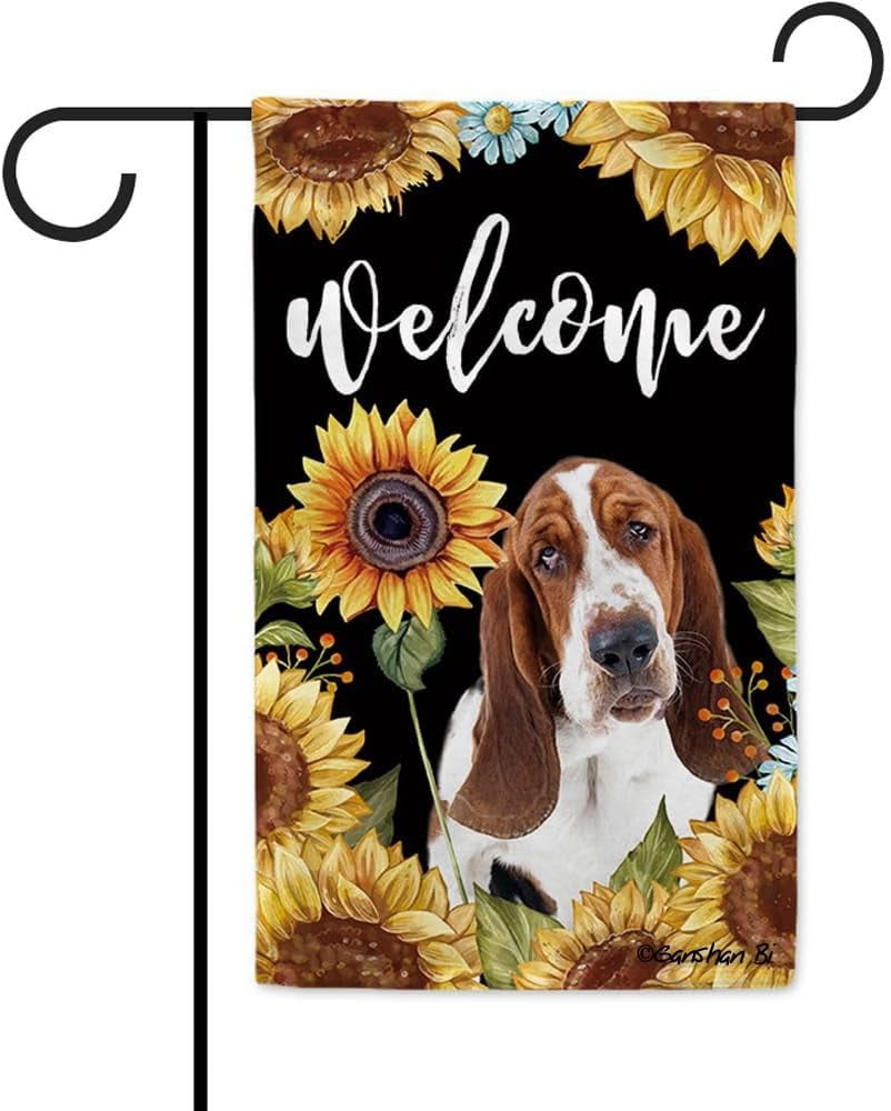 Sunflowers Basset Hound Garden Flag Dog Floral Spring Summer Decor Flag ...