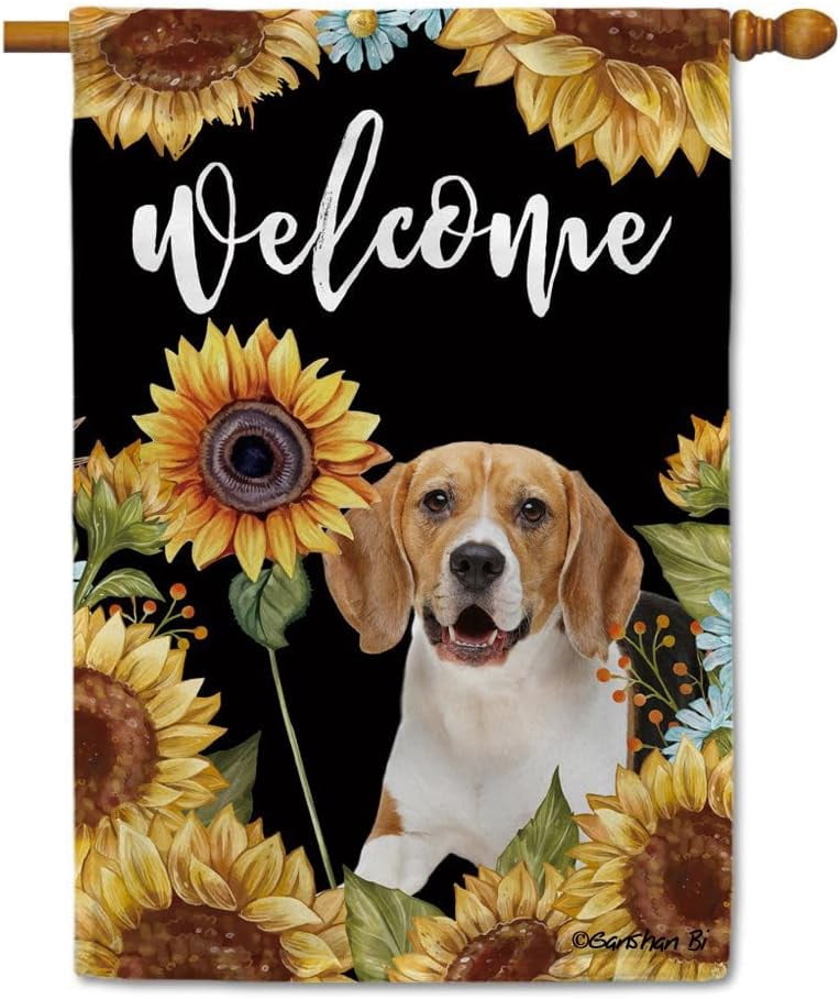 Sunflowers Beagle House Flag Dog Floral Spring Summer Decor Flag for ...