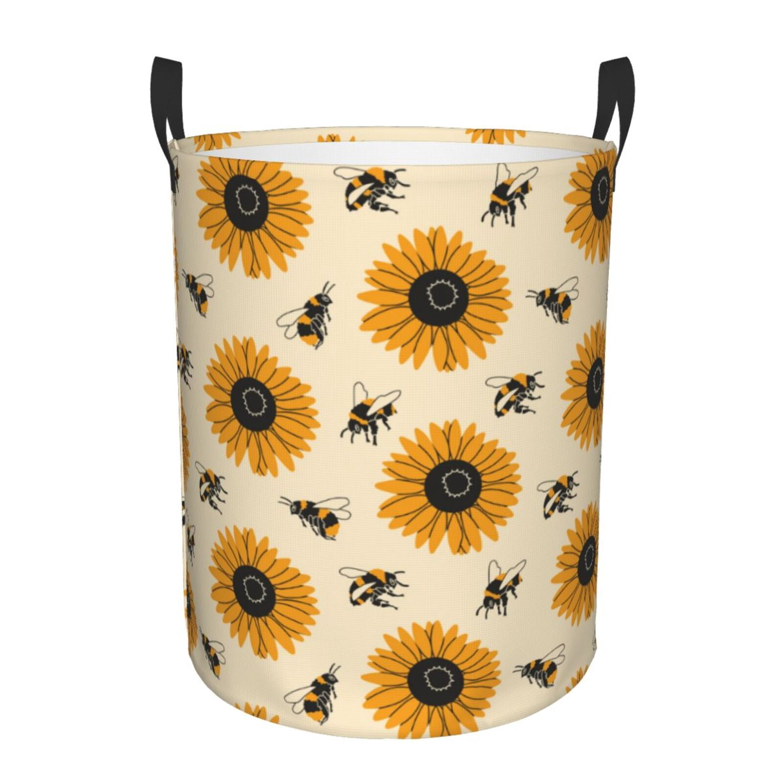 Sunflowers Bee Laundry Basket, Laundry Hamper Waterproof Laundry Bag ...