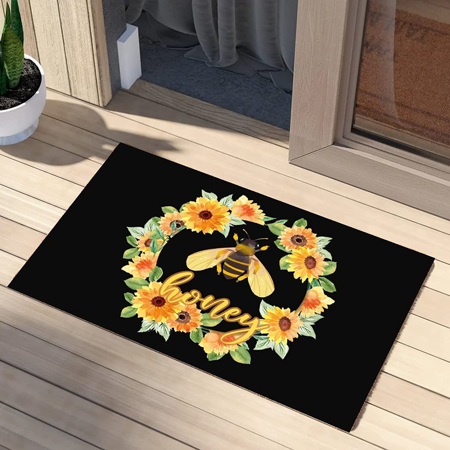 Sunflowers Bees Coconut Coir Entry Mat Traps Dirt and Moisture from ...