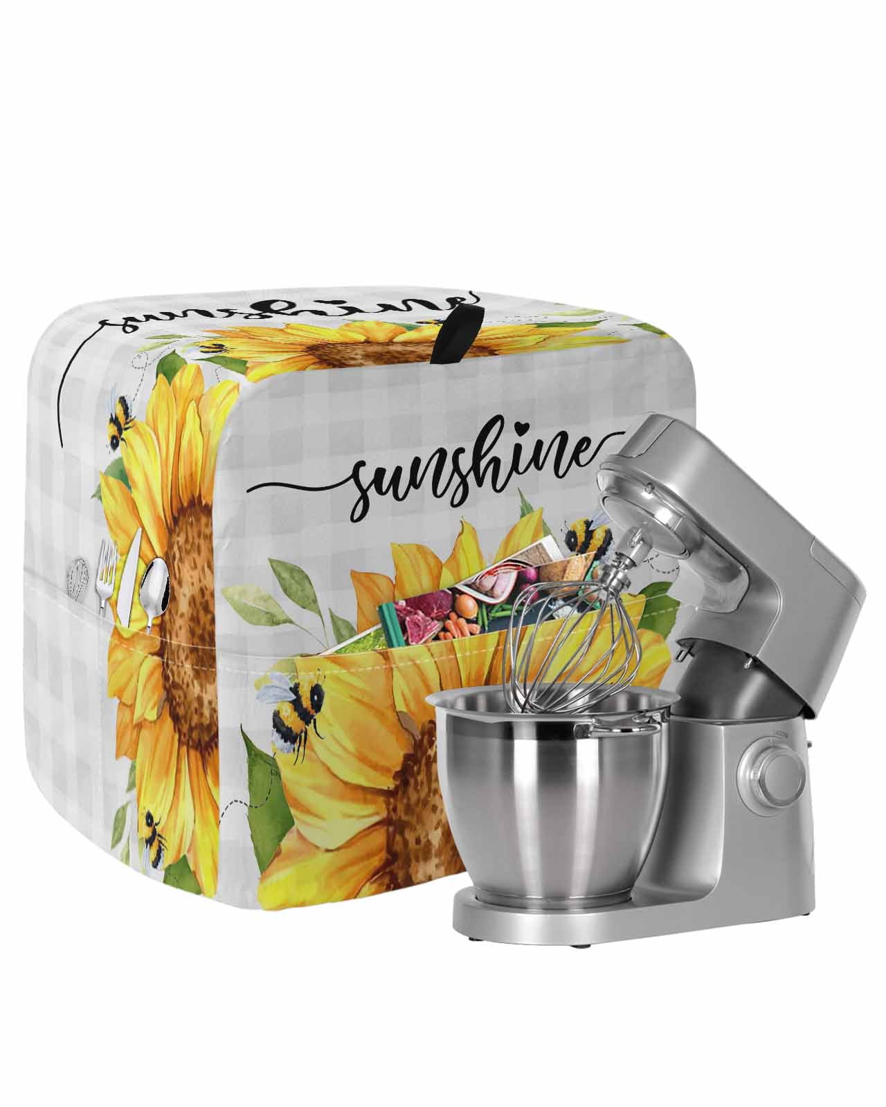 Sunflowers Bees Stand Mixer Dust Cover with Storage Pocket & Handles ...