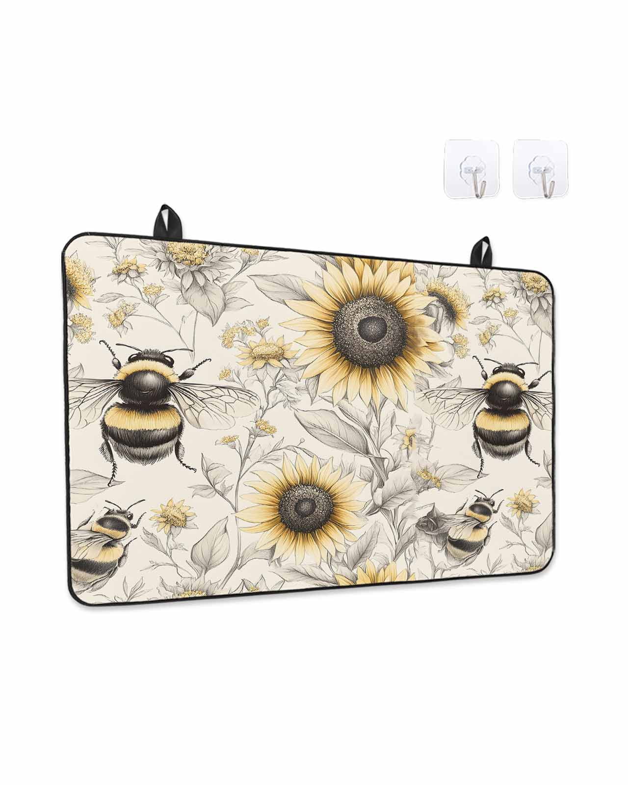 Sunflowers Bees Stove Top Covers for Electric Stove, Kitchen Glass ...