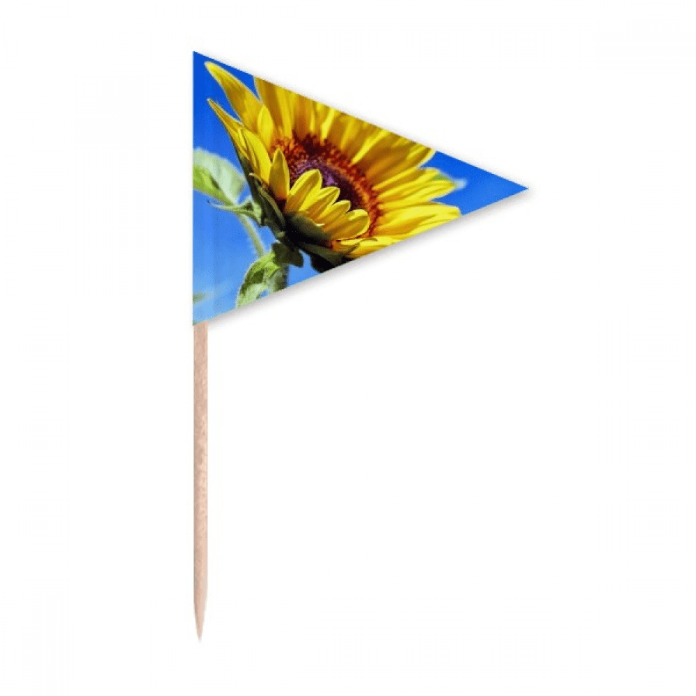 Sunflowers Blue Sky Sunshine Flower Toothpick Triangle Cupcake Toppers ...