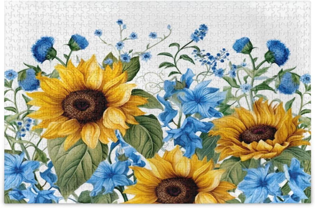 Sunflowers Bluebells 500 Piece Large Jigsaw Puzzle for Adults - Game ...