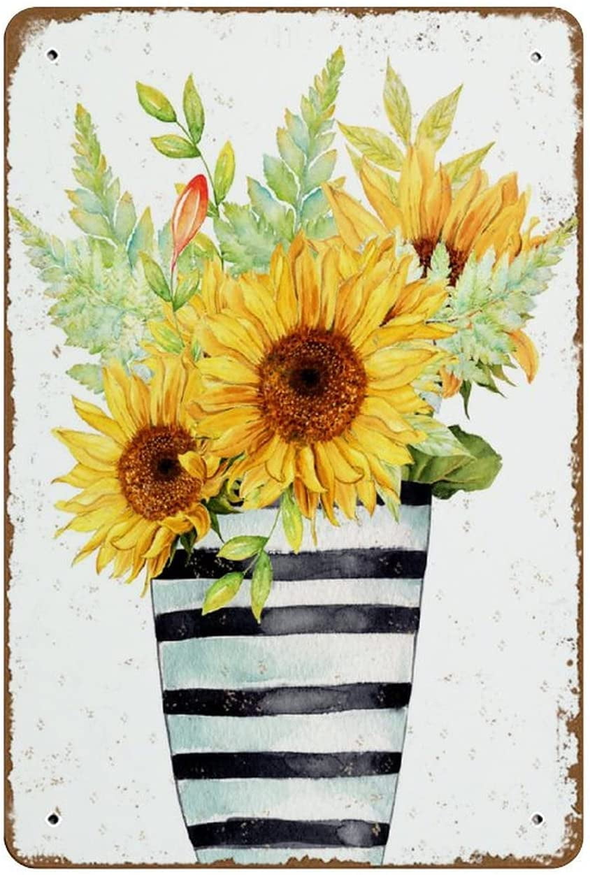 Sunflowers Bouquet Country Home Decor Watercolor Vase Sunflowers and ...