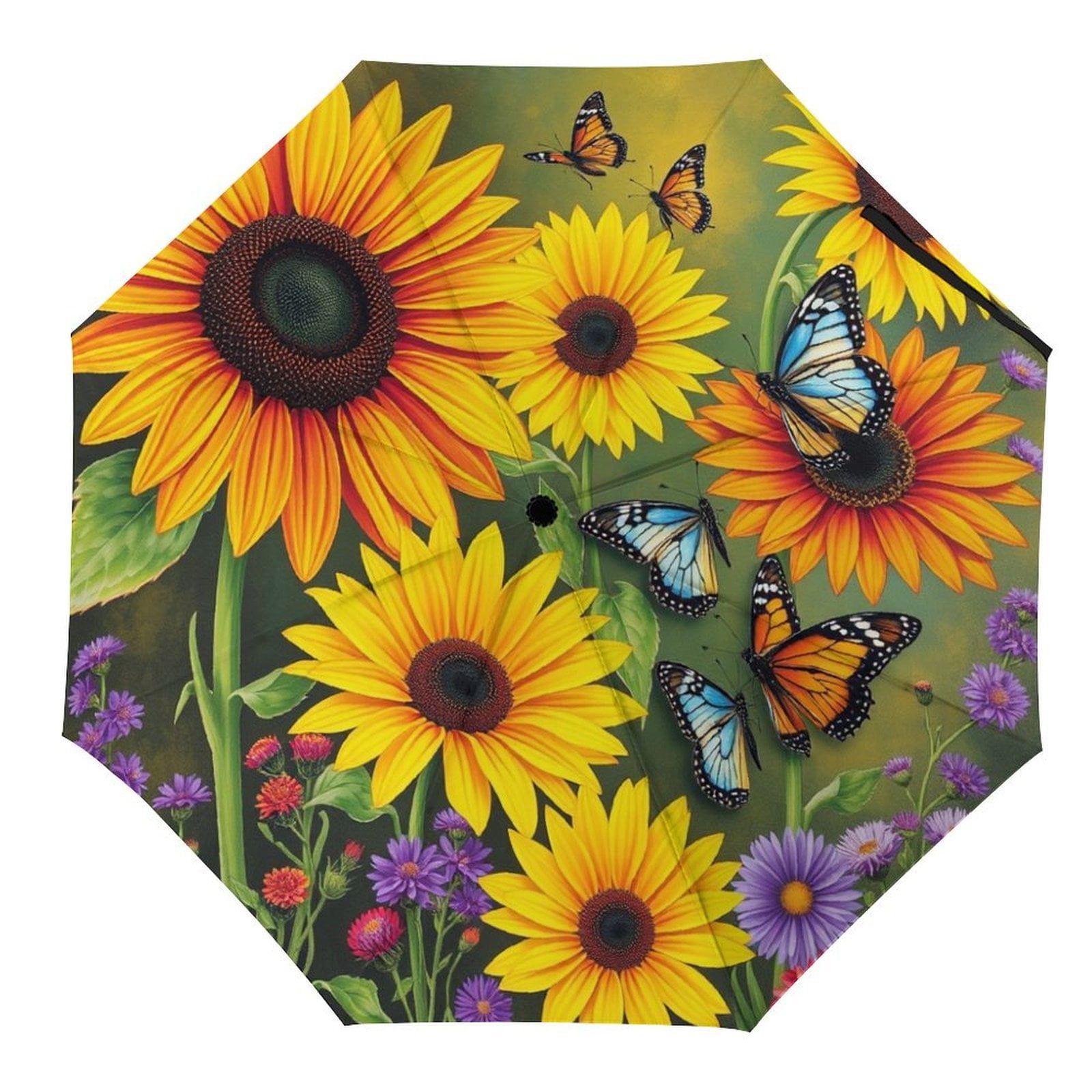 Sunflowers Butterflies Flowers Sunscreen Parasol Outdoor Convinient ...