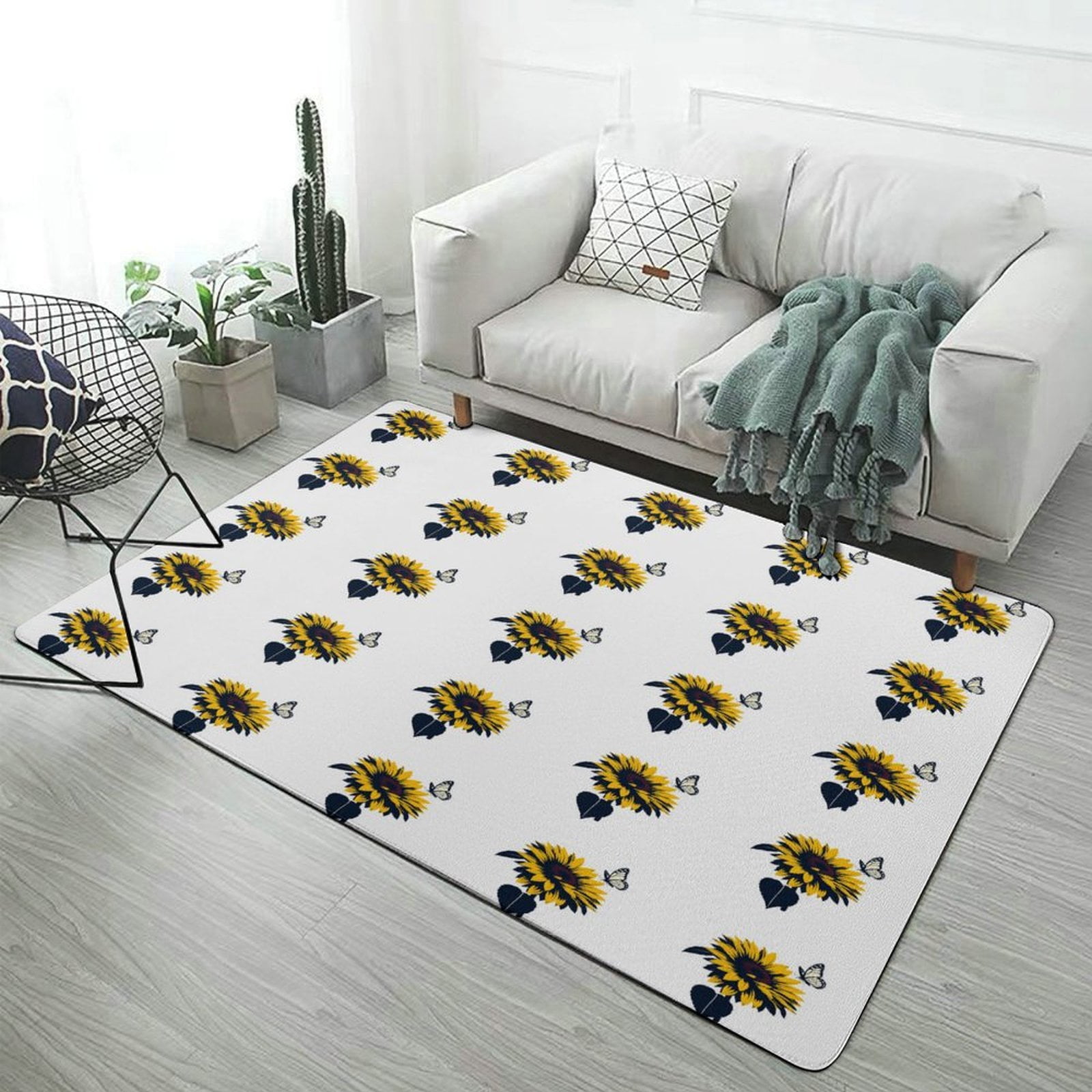 Sunflowers Butterflies Pattern Light Luxury Home Carpets Living Room ...