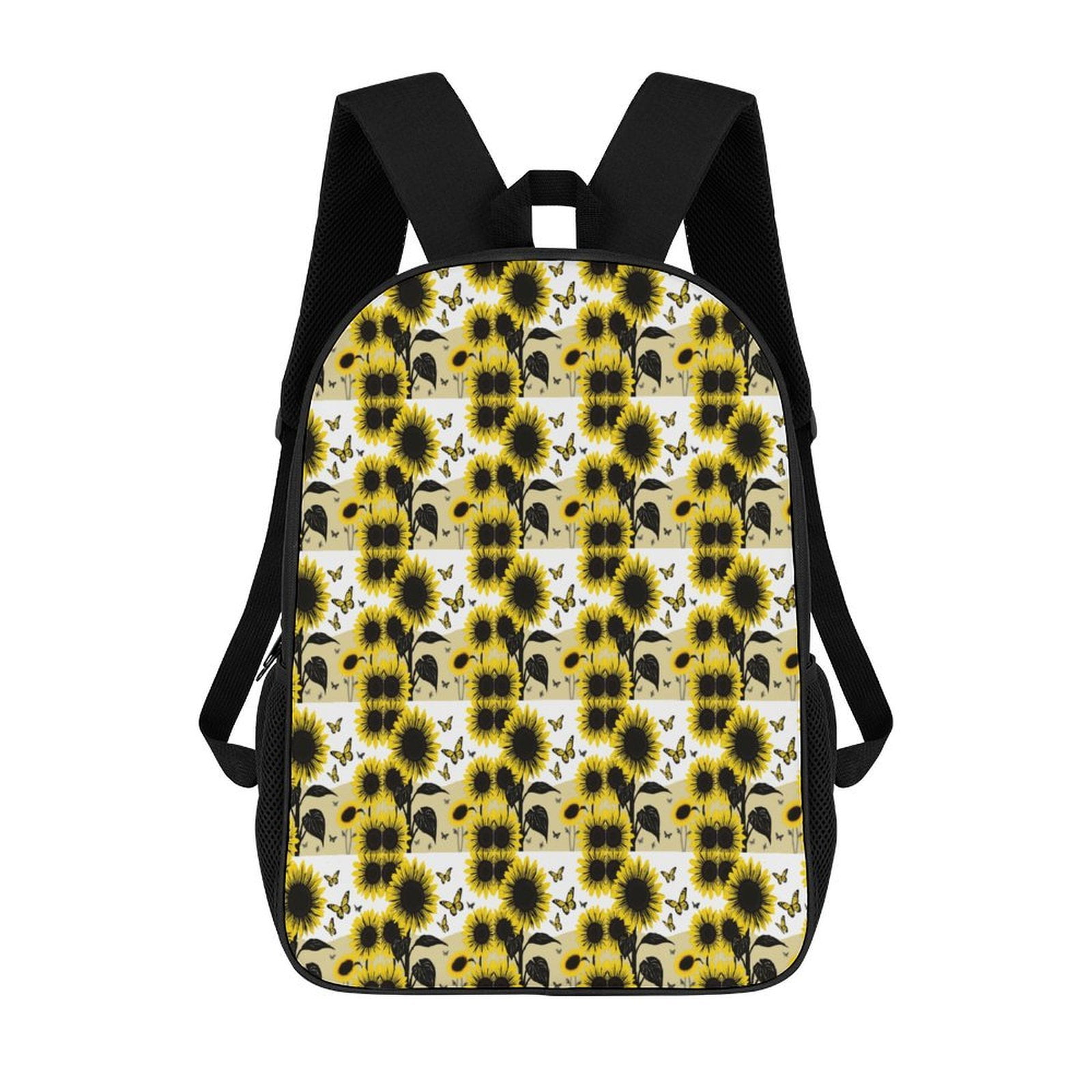 Sunflowers Butterflies PatternZipper Backpack Book Bag Supplies 17 Inch ...