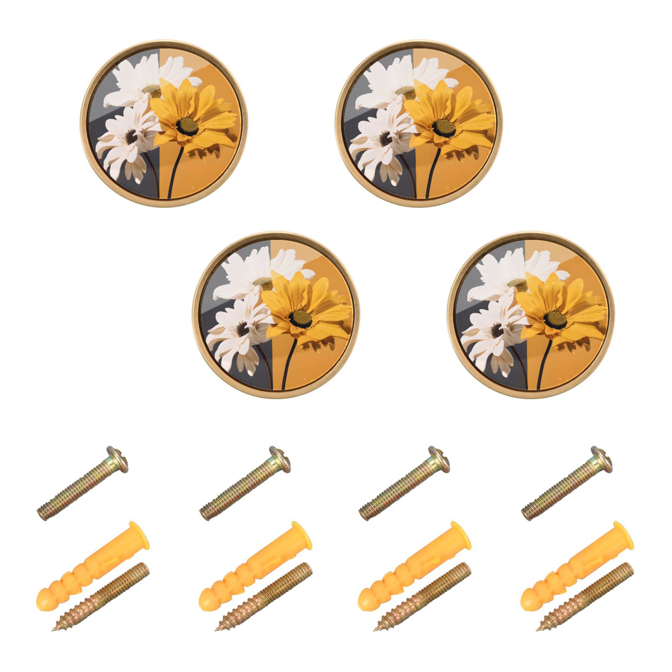Sunflowers Cabinet Knobs Kitchen Drawers Knobs Door Round Pulls Knob Handles Dresser Cupboard ...