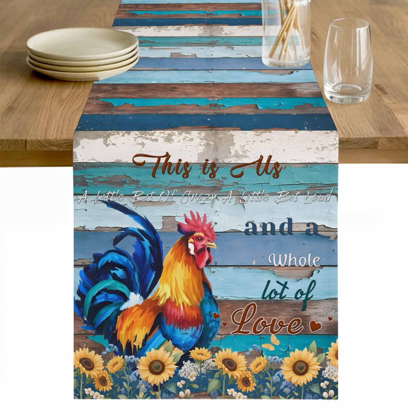 Sunflowers Chickens Table Runner 120 Inches Long Farmhouse Dress ...