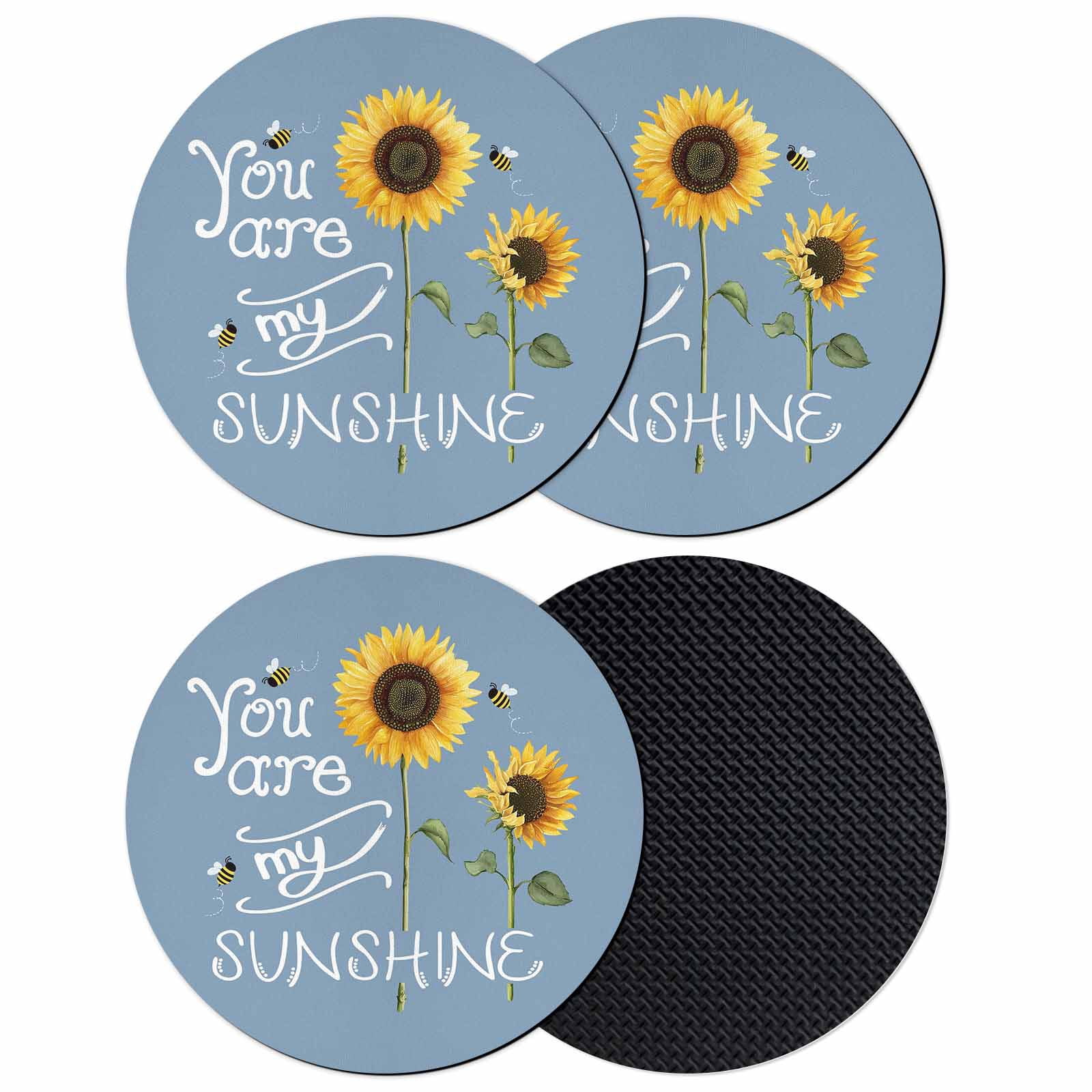 Sunflowers Coasters Set of 4, Absorbent Coasters for Drinks, Modern Bee ...