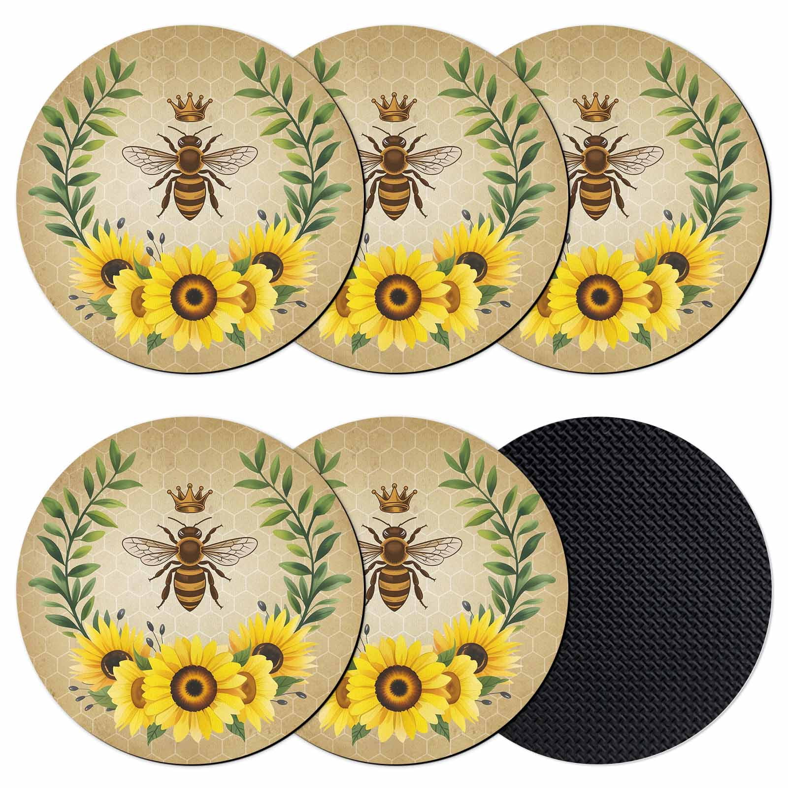 Sunflowers Coasters Set of 6, Absorbent Coasters for Drinks, Farmhouse ...