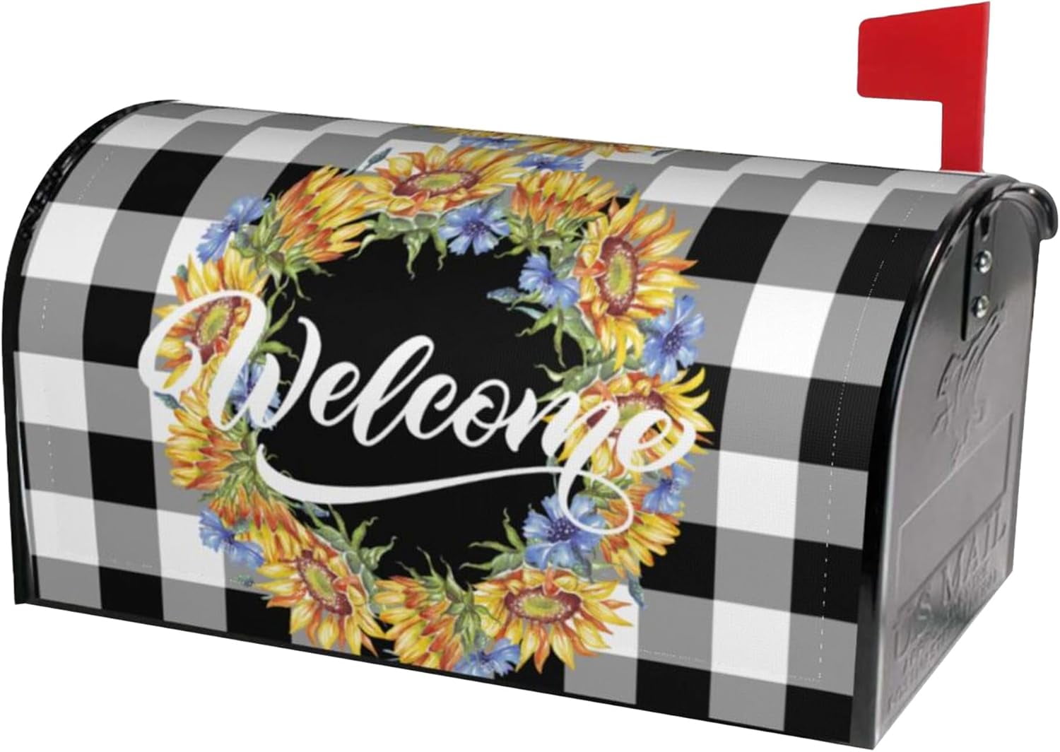 Sunflowers & Cornflowers Welcome Wreath Magnetic Mailbox Cover Buffalo ...