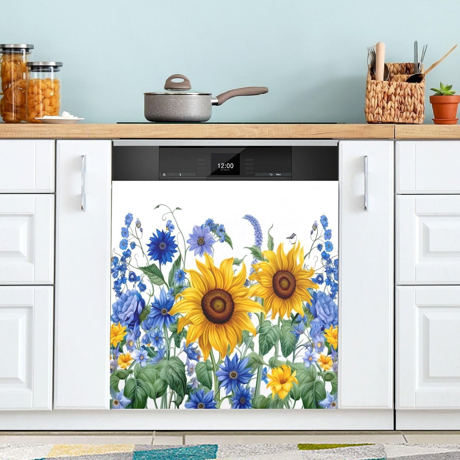Sunflowers Dishwasher Door Cover Reusable Trimmable Kitchen Fridge ...